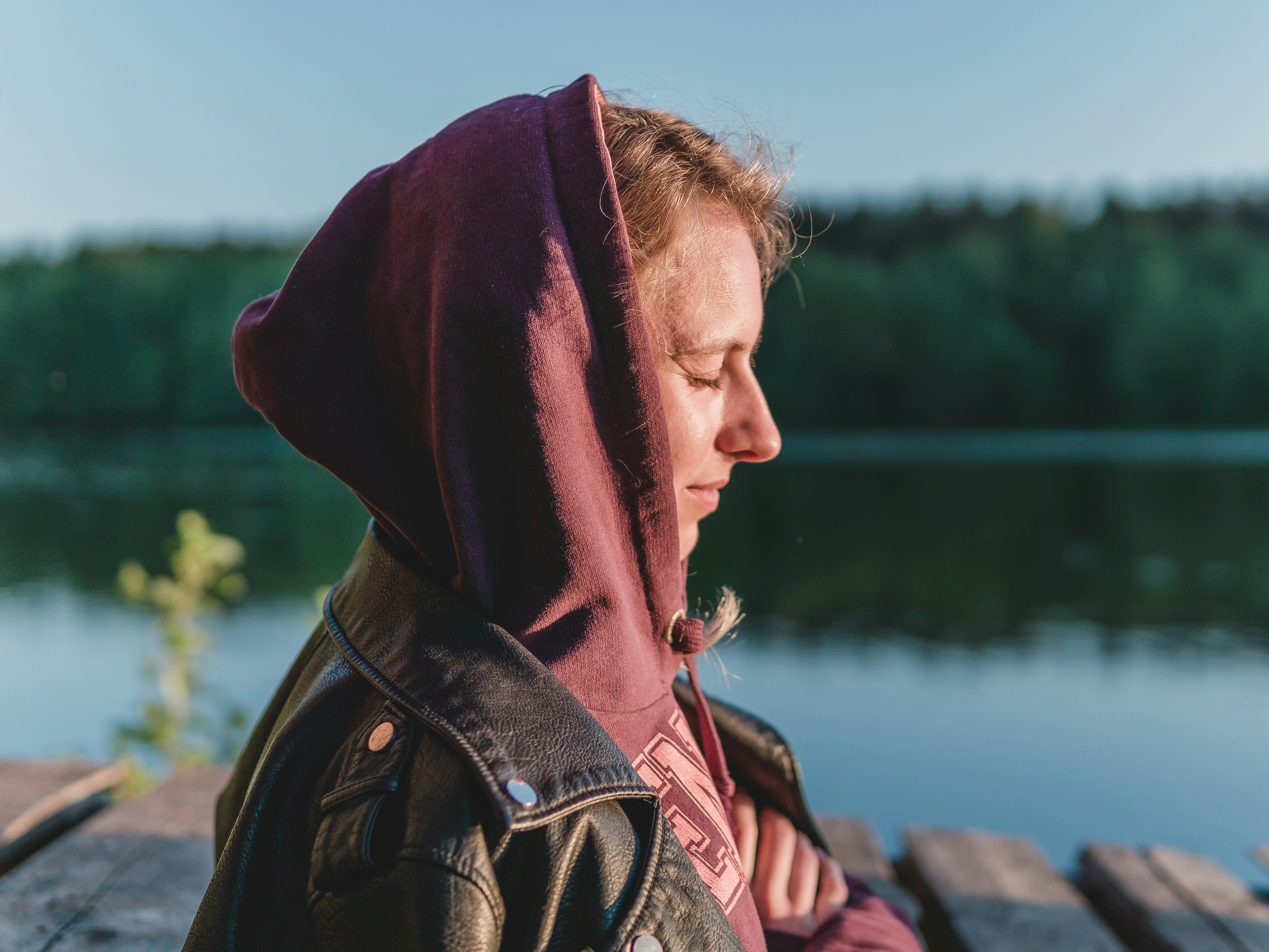 Hooded Profile by the Lakeside in Soft Daylight