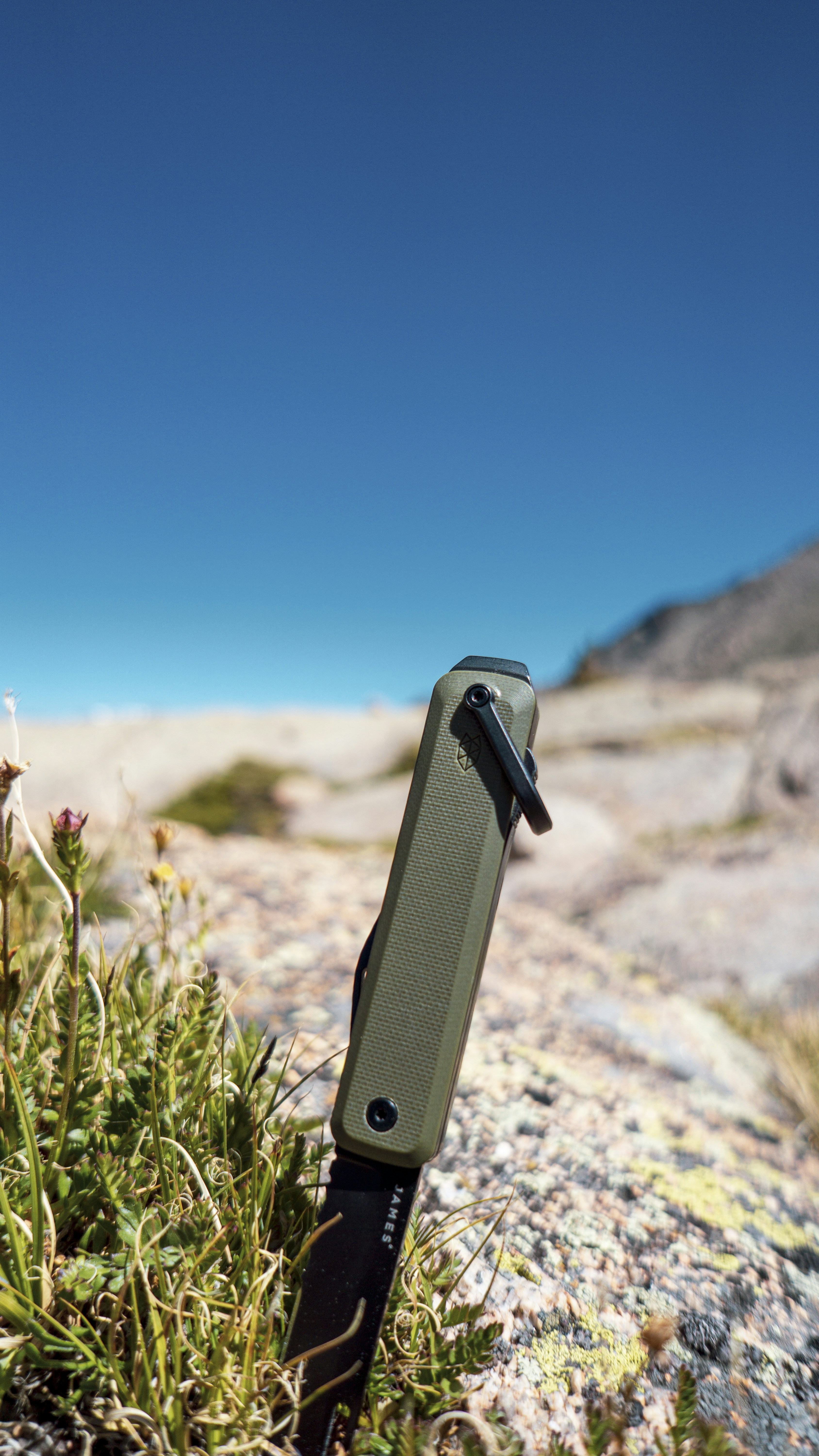Olive-Green Stabilizer Anchored on a Windswept Rocky Ridge
