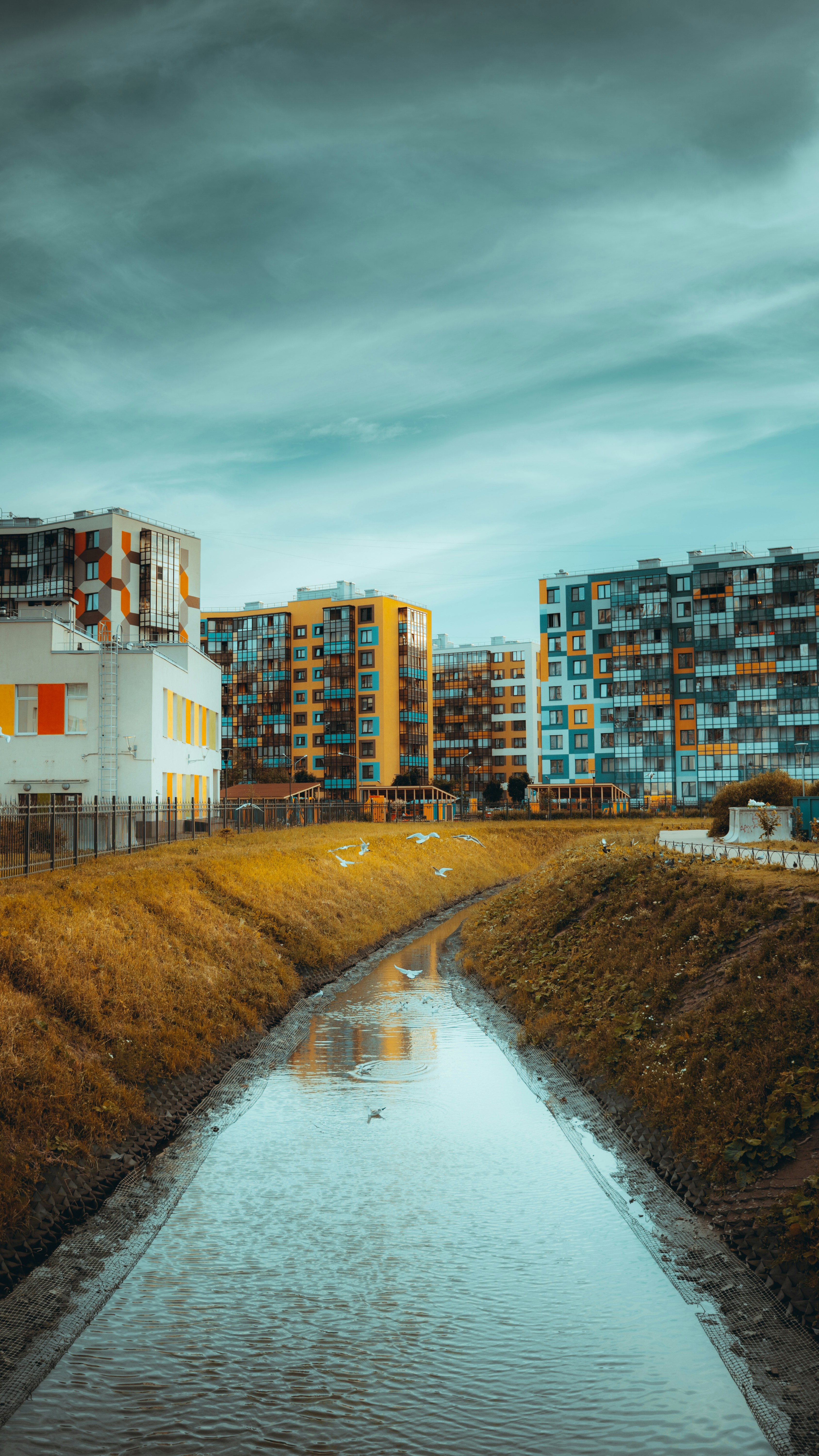 white and brown concrete buildings near body of water during daytime