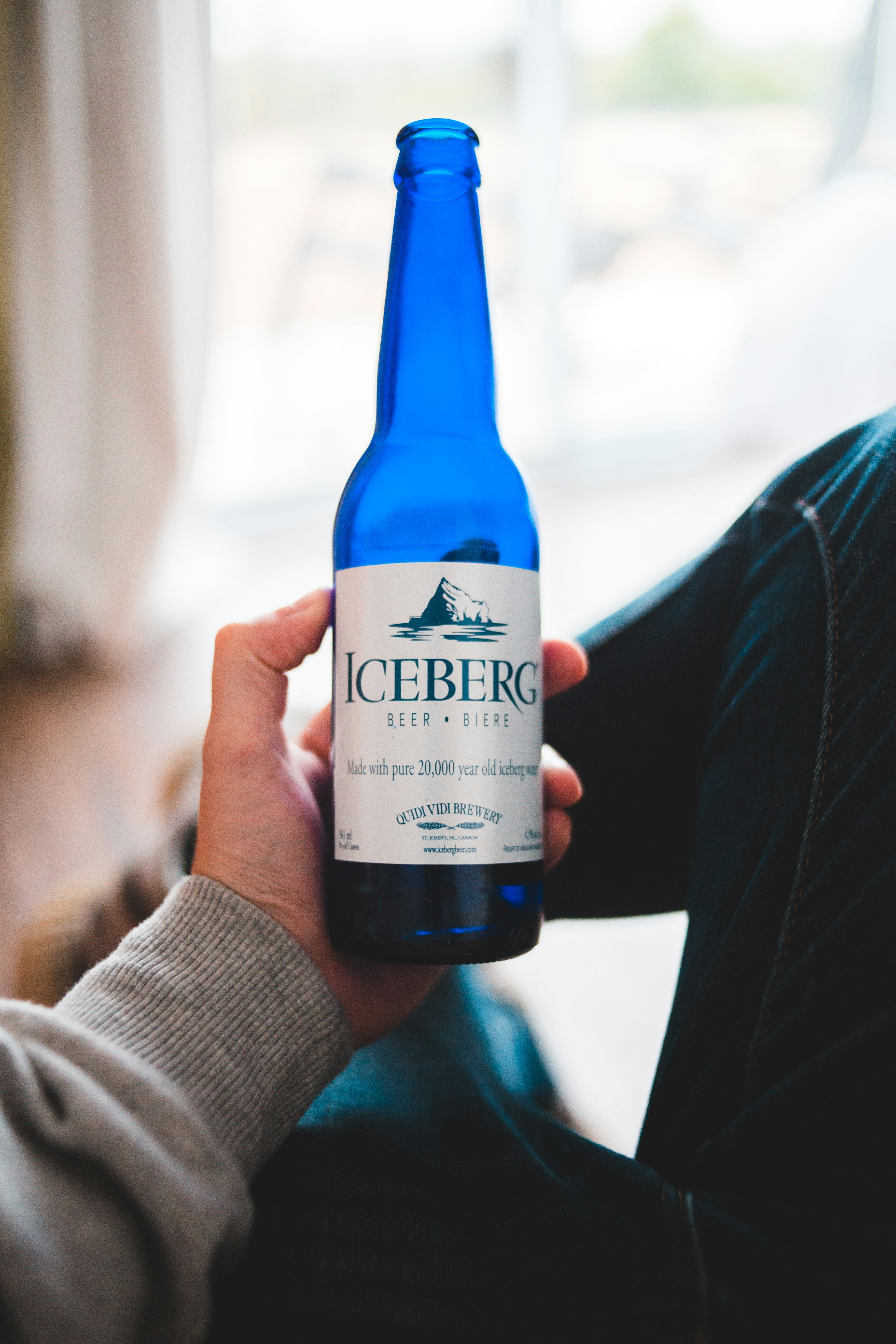 Iceberg in Soft Indoor Light: A Blue Bottle Moment
