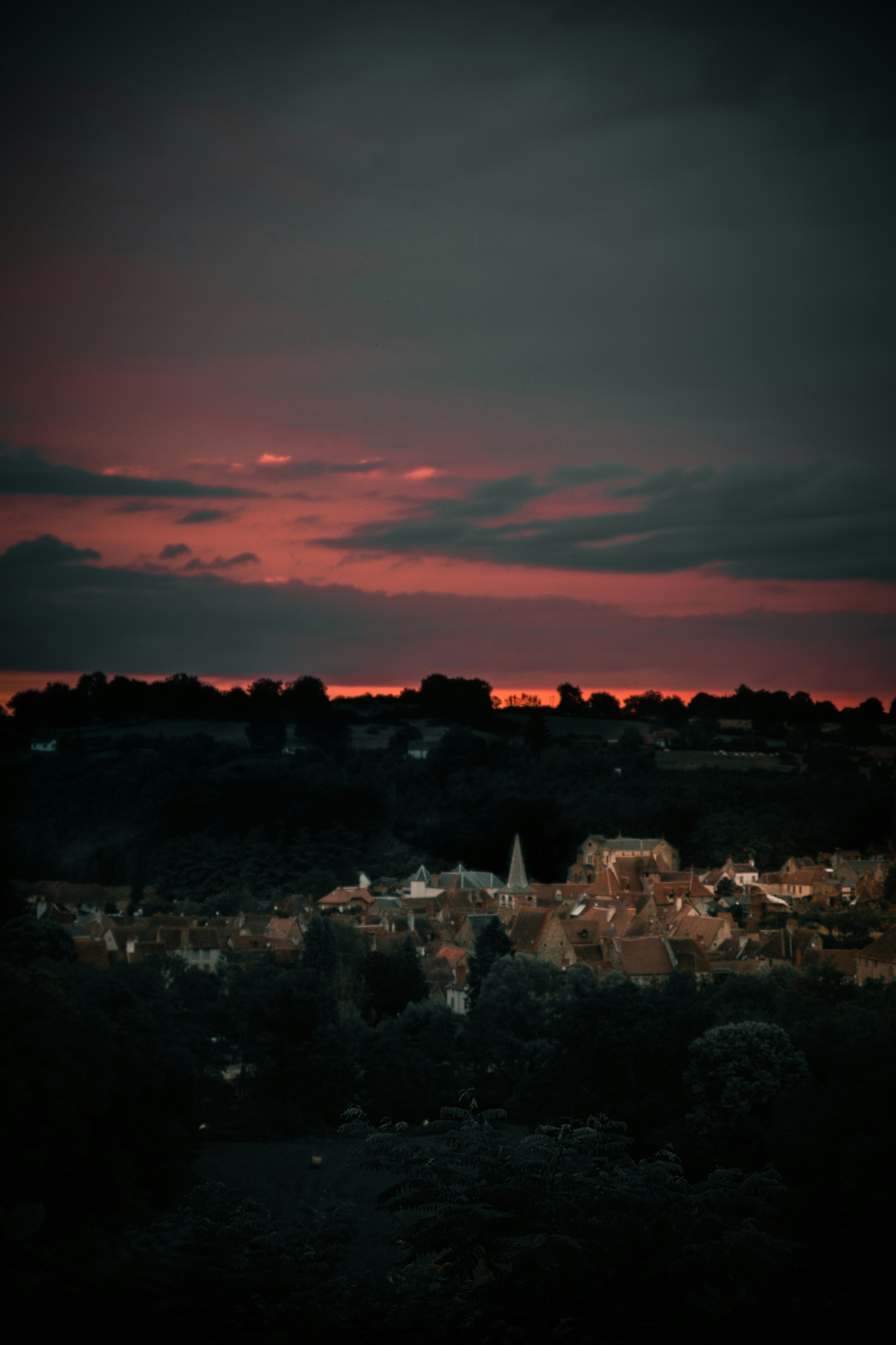 Twilight Glow Over the Town