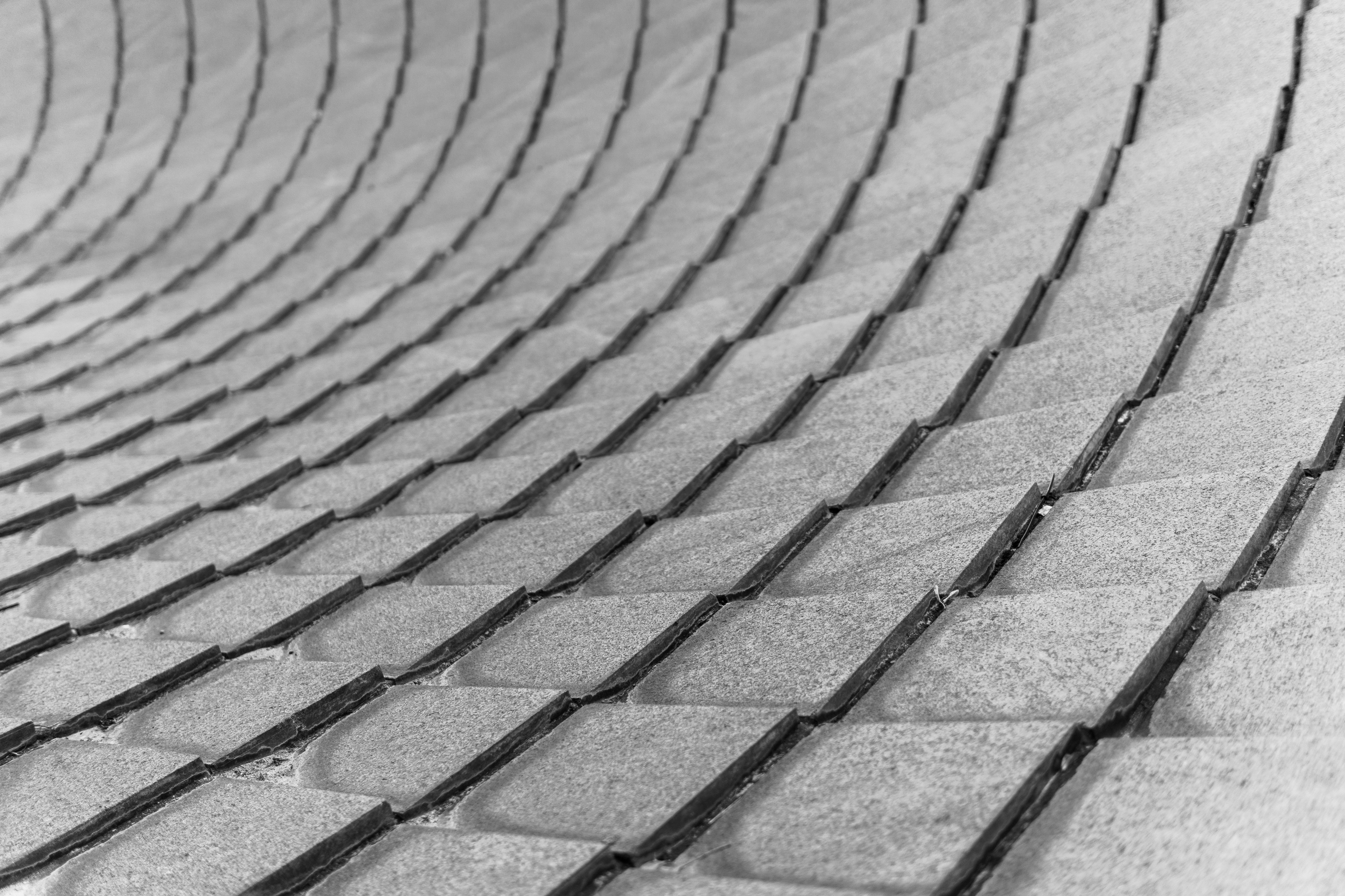 Monochrome Echoes: Curving Ridges in Stadium Steps