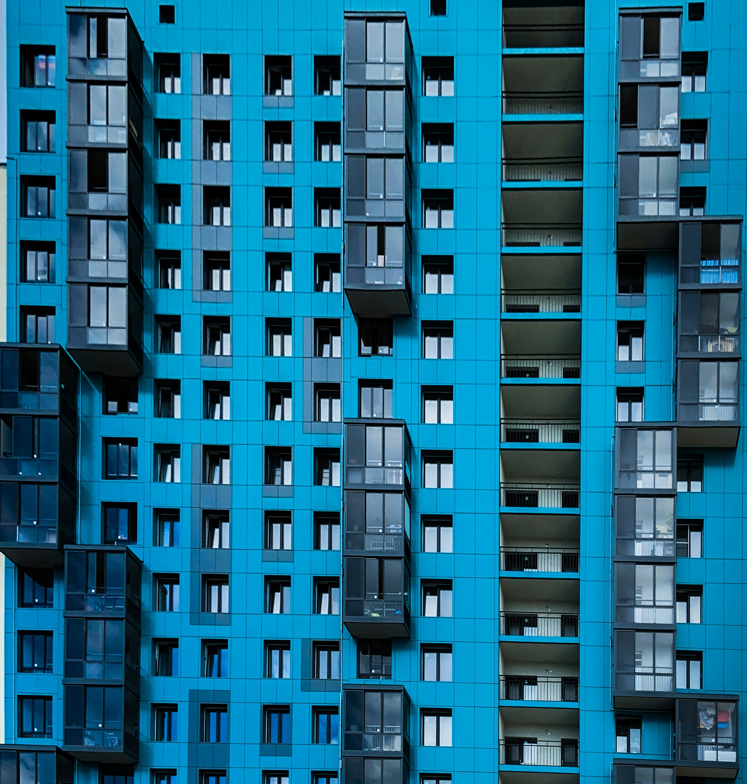 blue and white concrete building