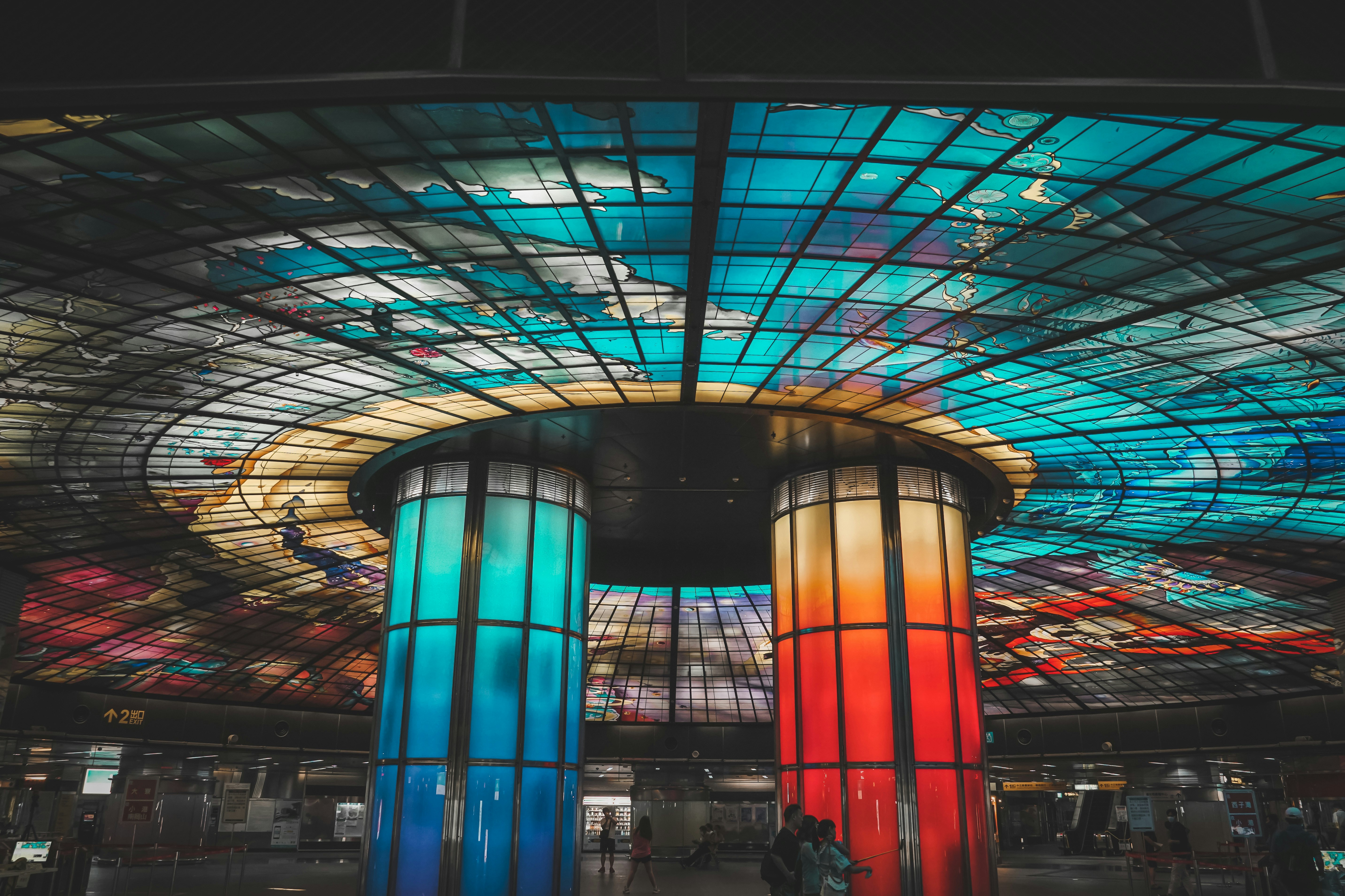 Glowing Cylinders Under a Stained Canopy