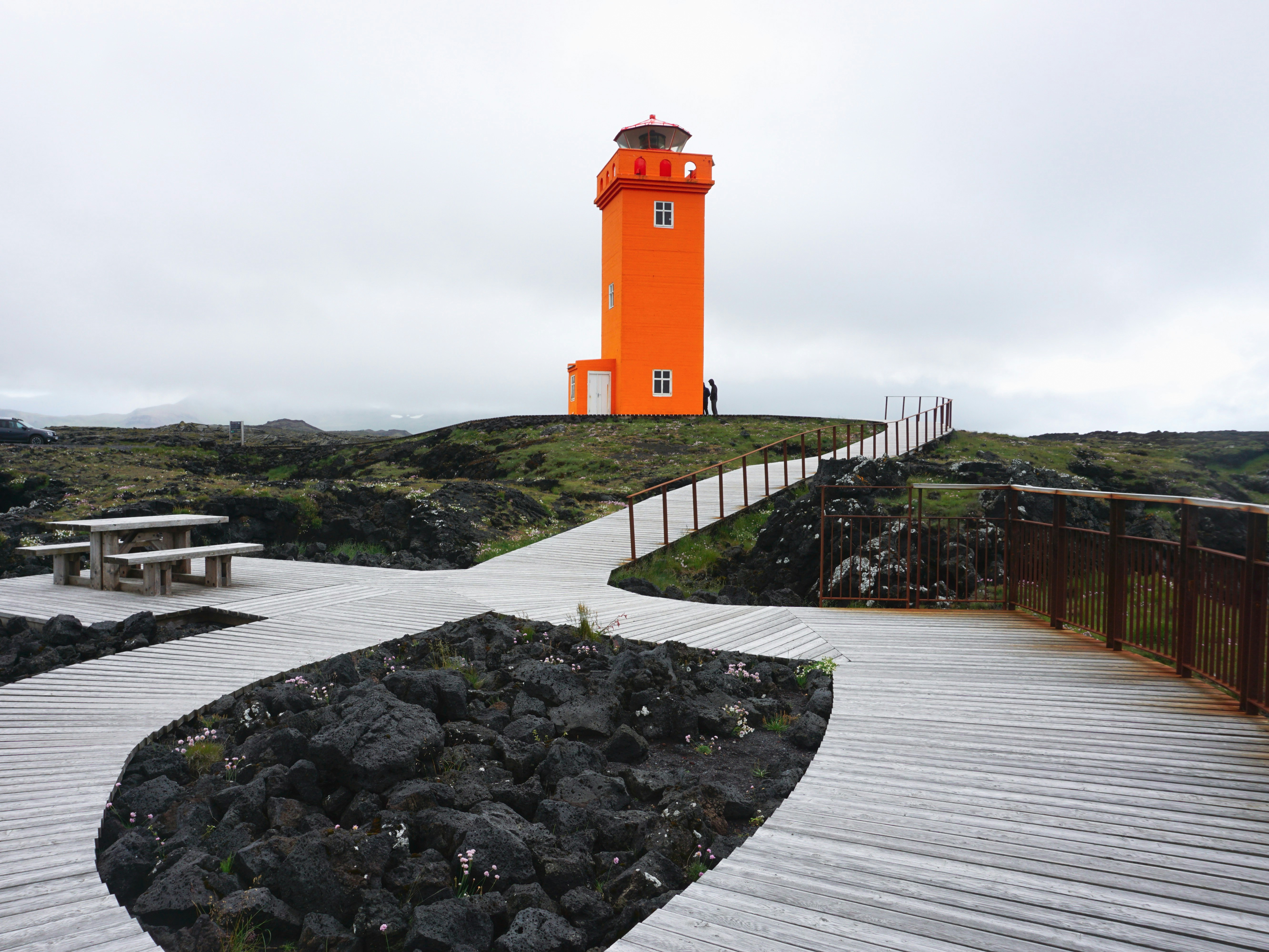 Amber Sentinel at the End of the Coastal Boardwalk