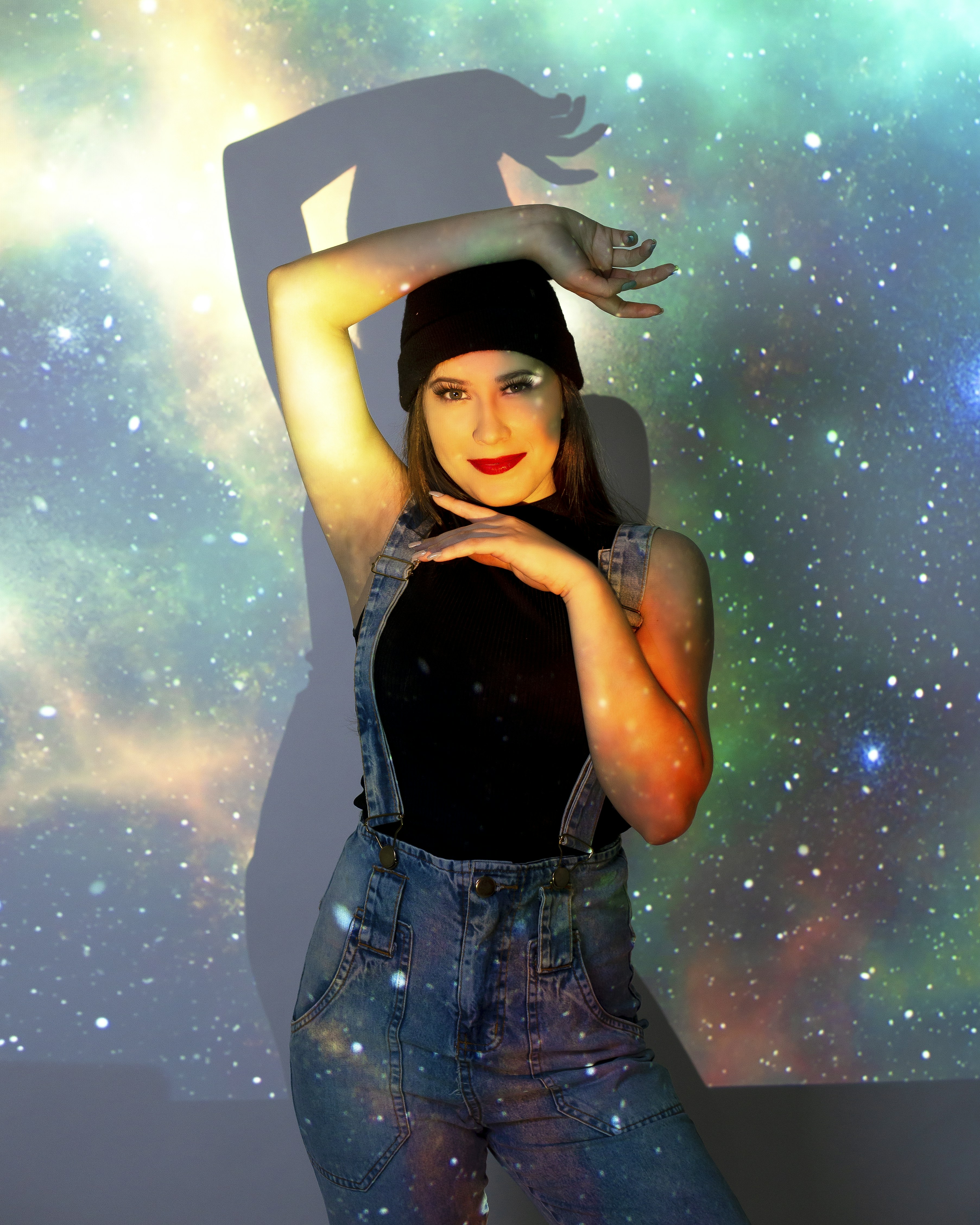Nebula Shadow Portrait: Denim in a Cosmic Projection
