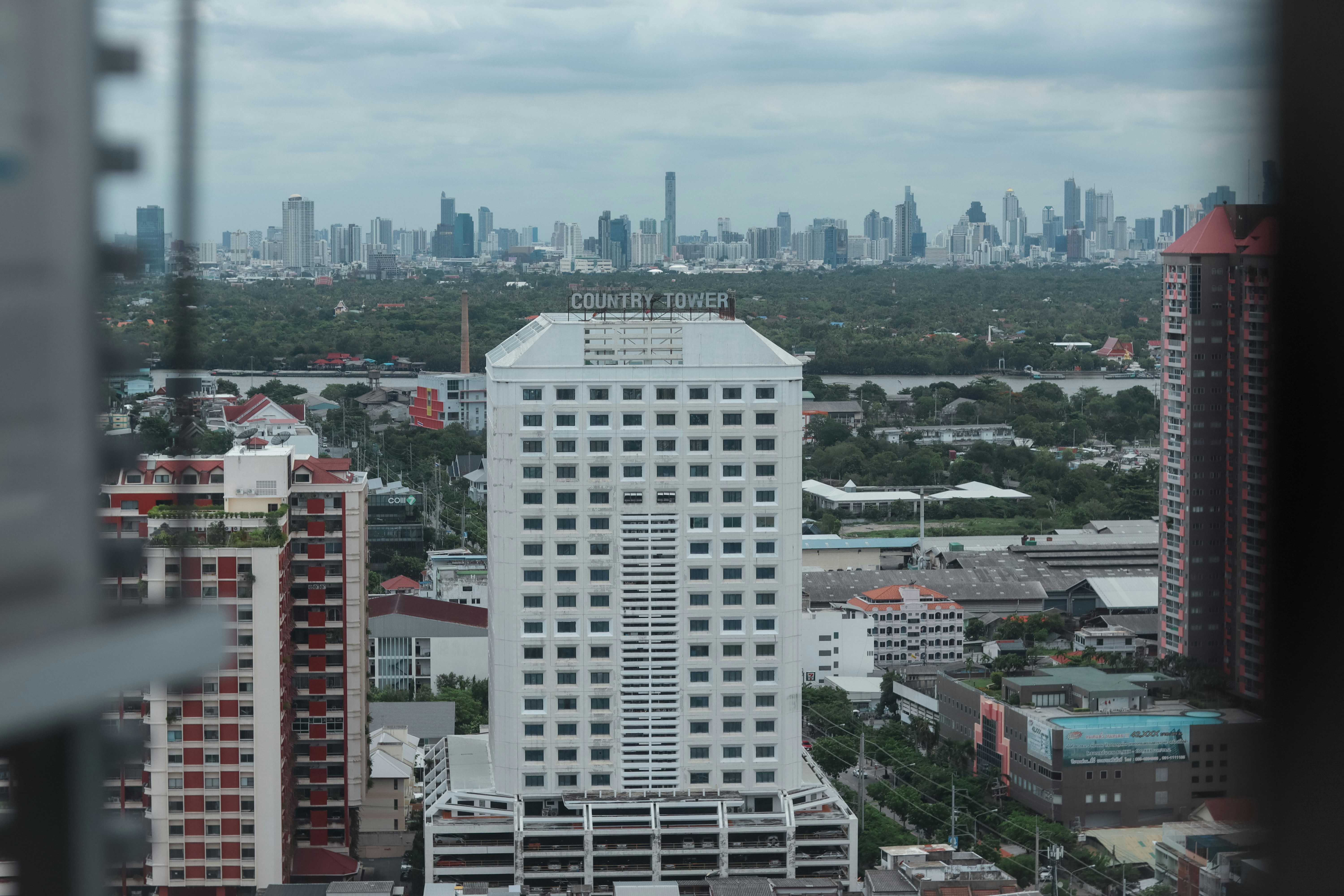 Country Tower in Frame: Cityscape Framed by Narrow Gaps
