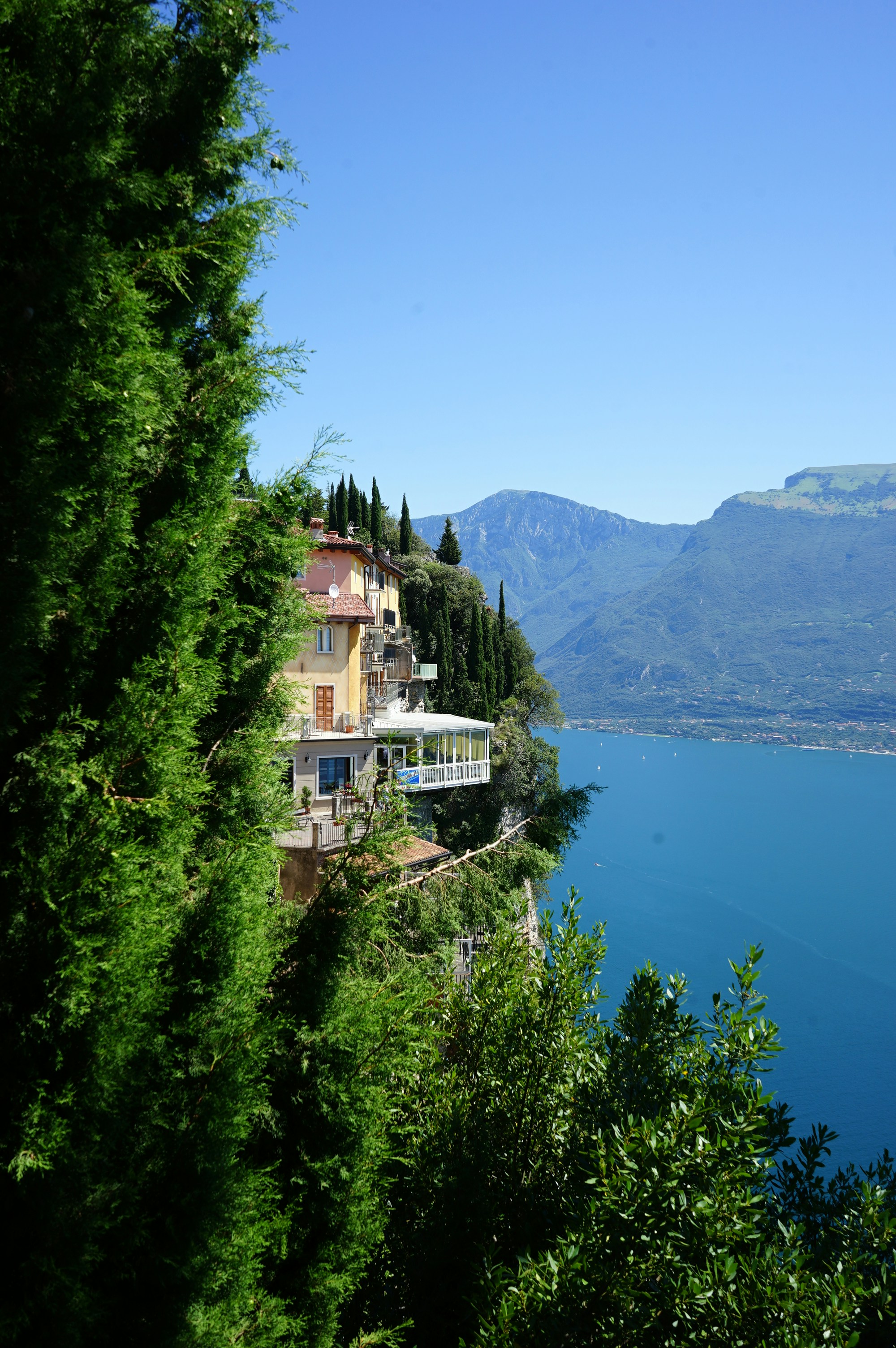 Cliffside Terrace Over a Sapphire Alpine Lake