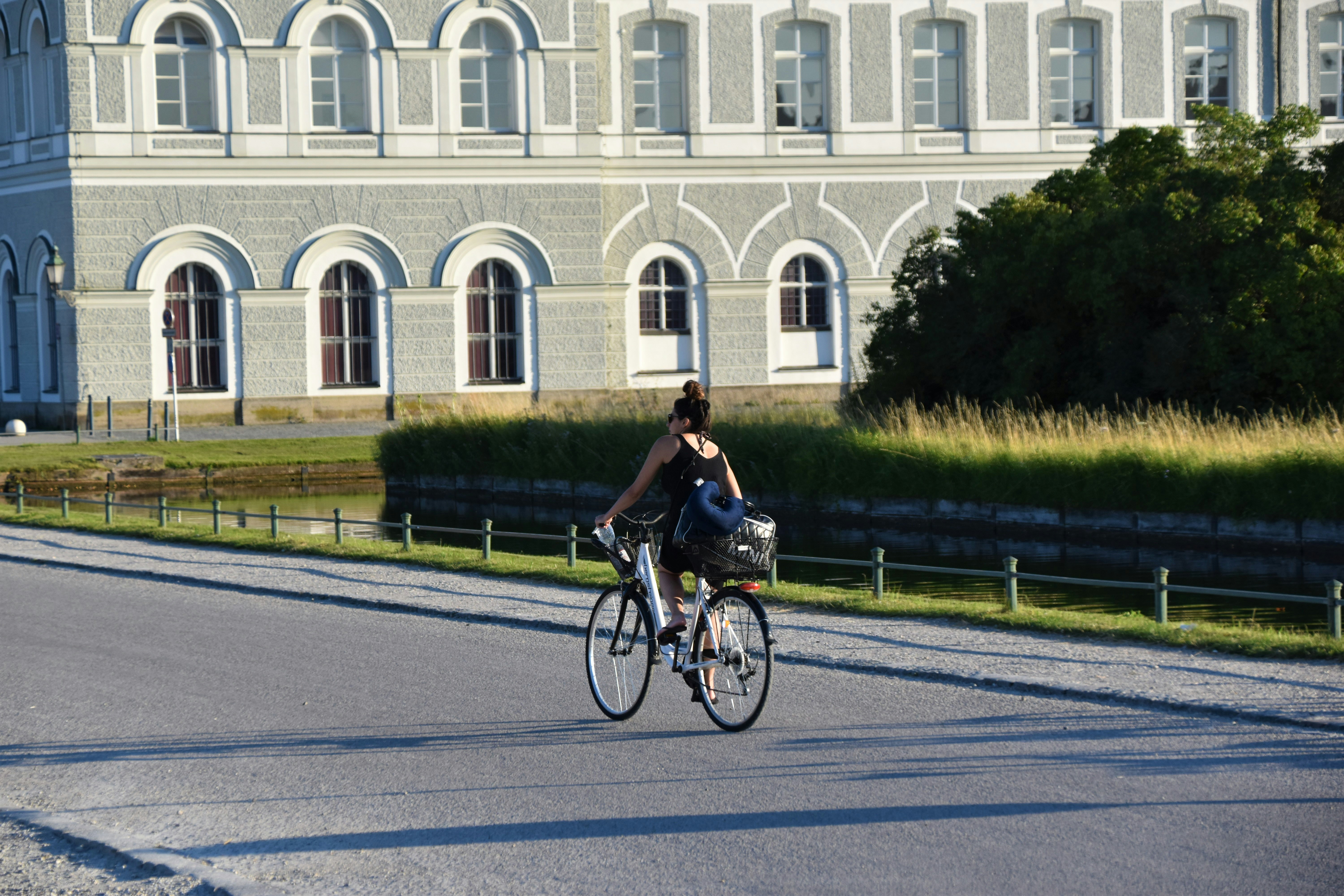 A cyclist in the park of Schloss Nymphenburg