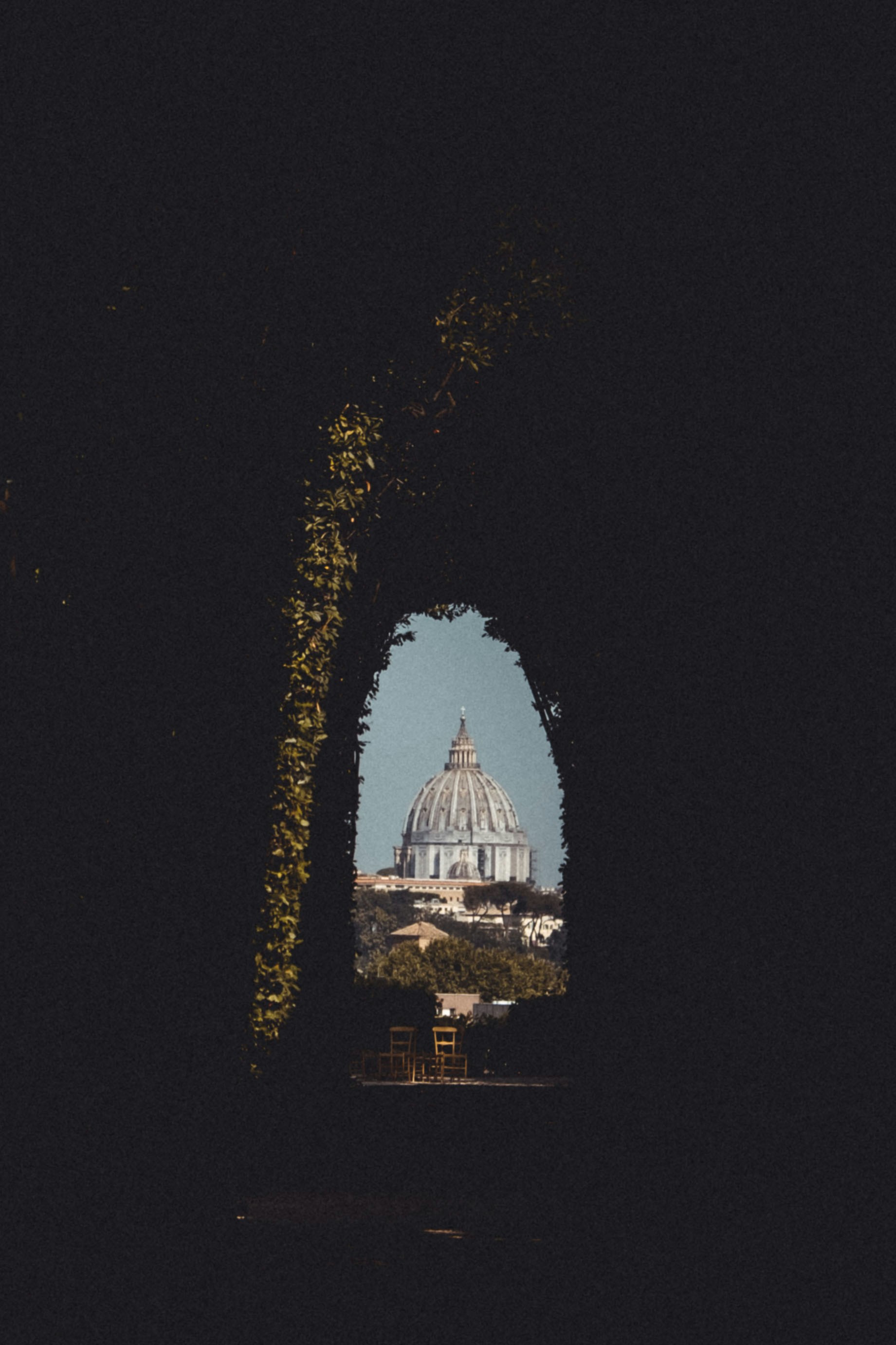 Ivy-arch Portal Framing a Grand Domed Cathedral