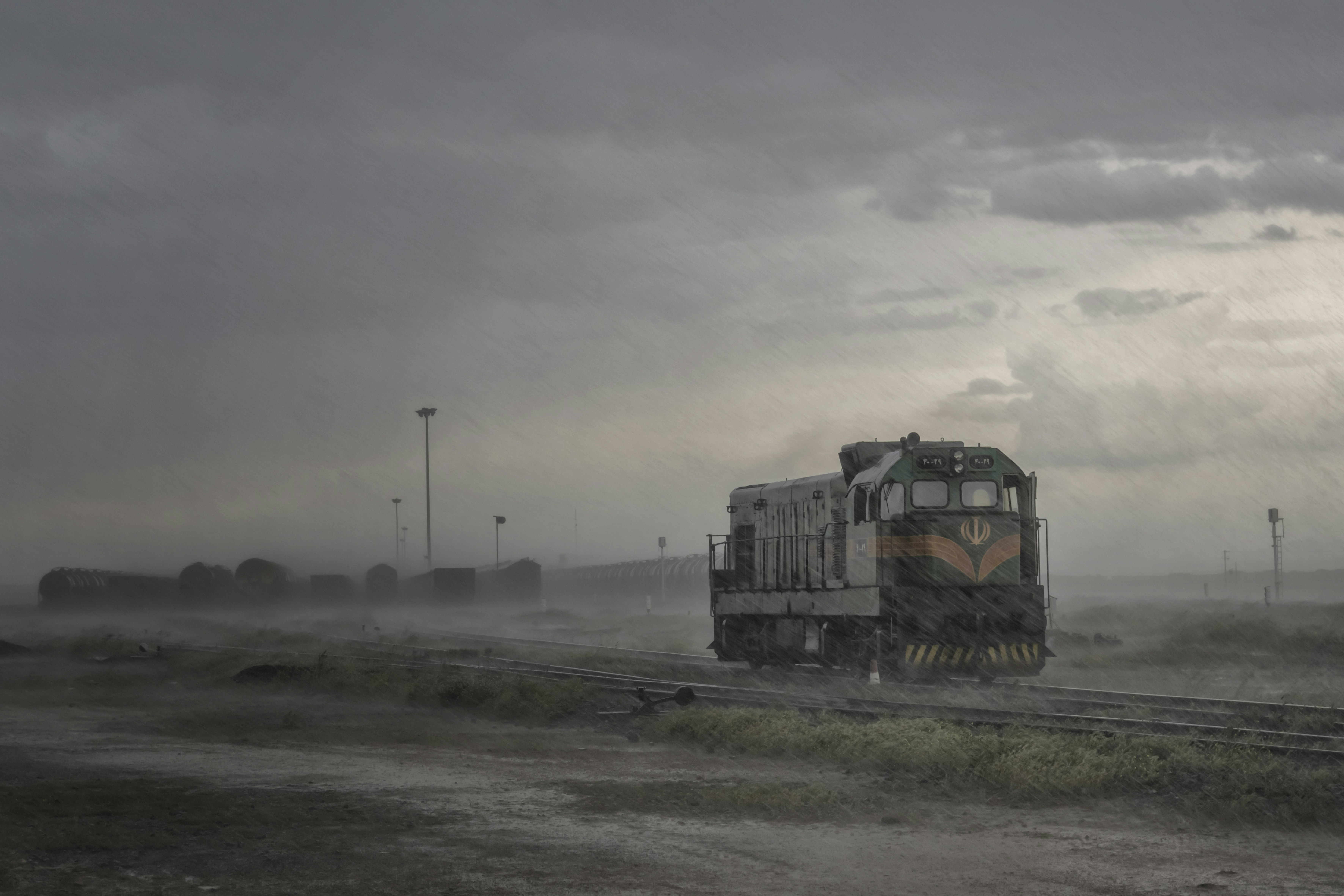 Storm-Driven Loco on Wind-Raked Rails