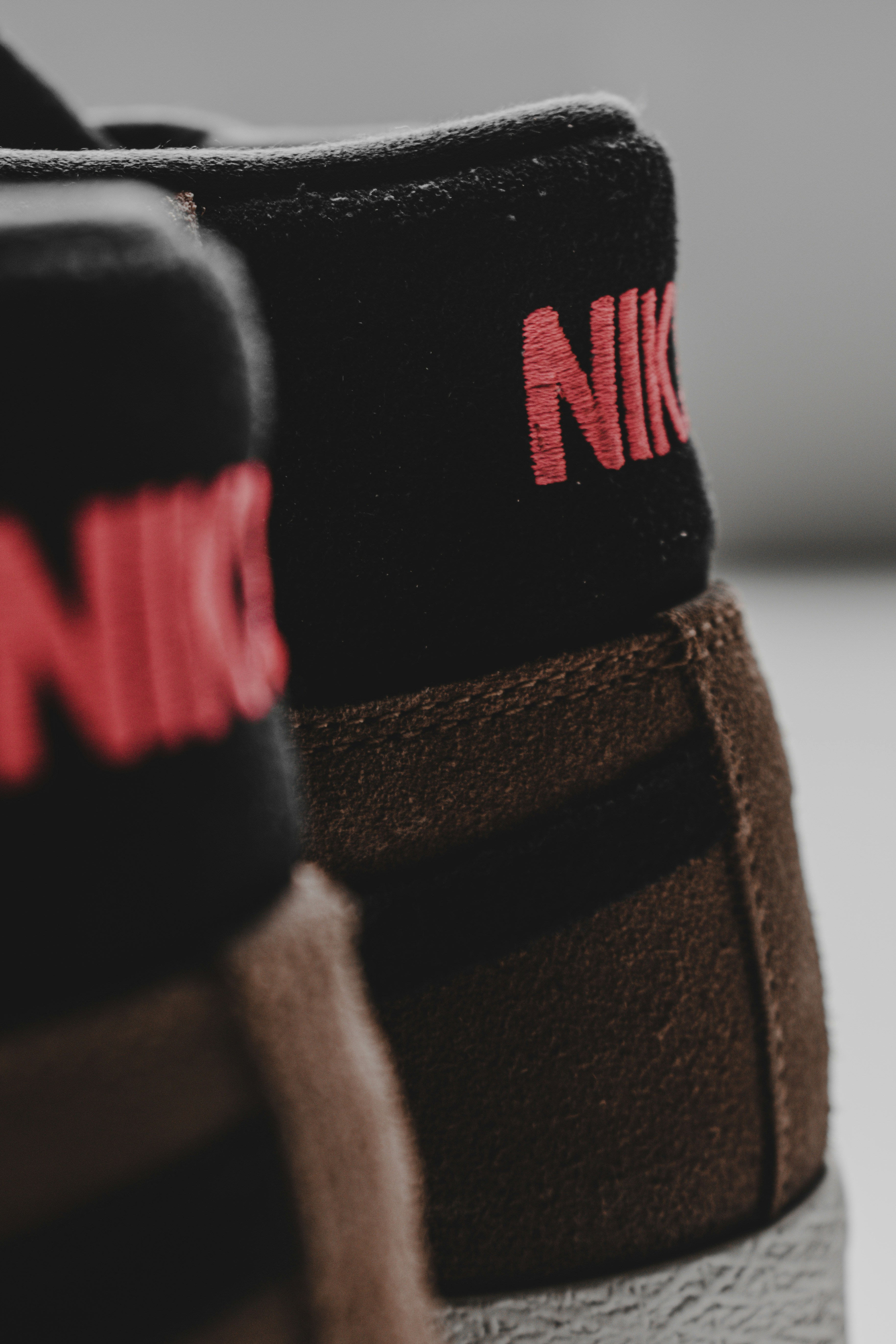NIK on suede: a close-up study of logo and texture