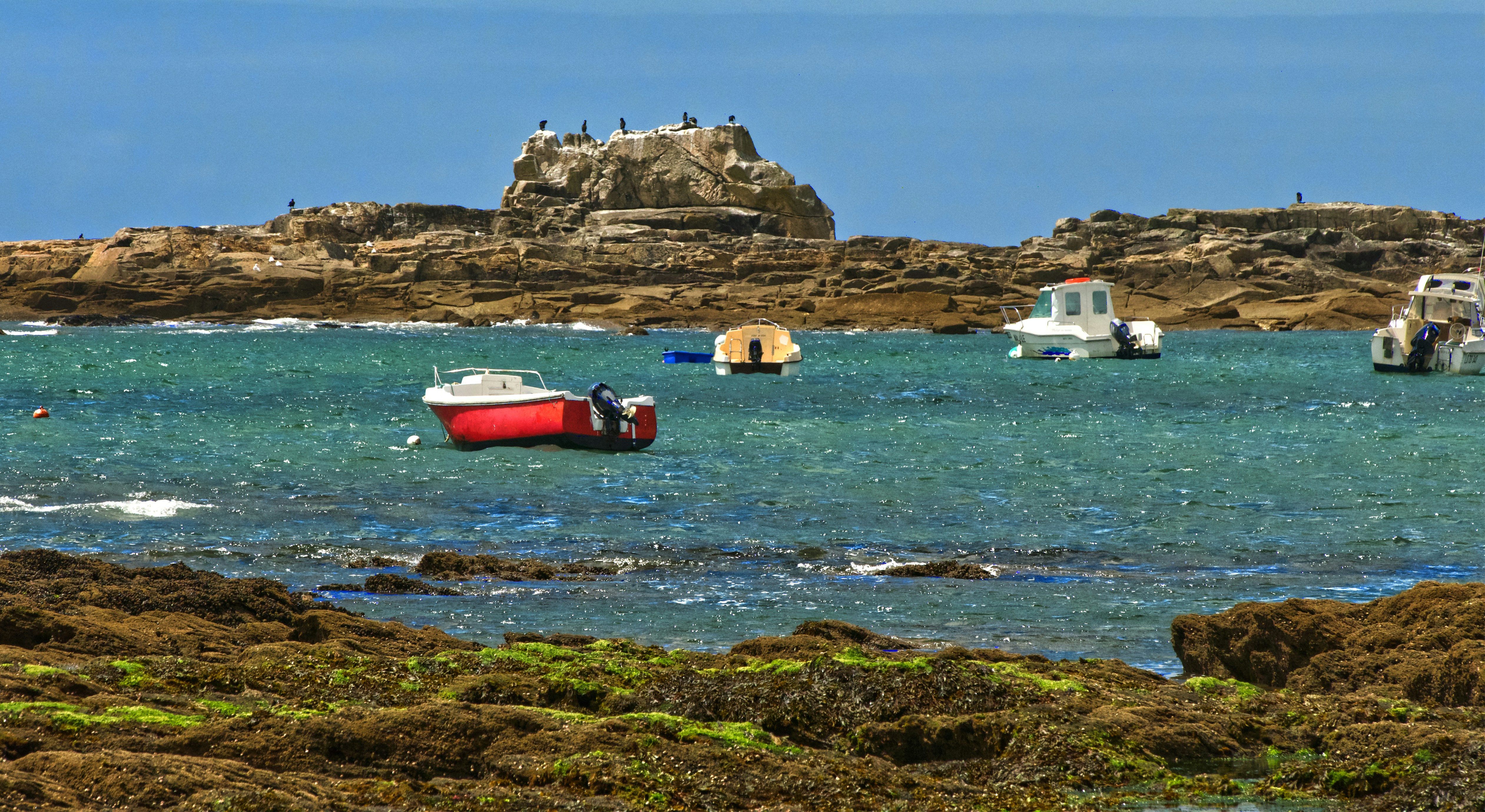 Crique qui forme un havre de paix où s’abritent quelques bateaux.
