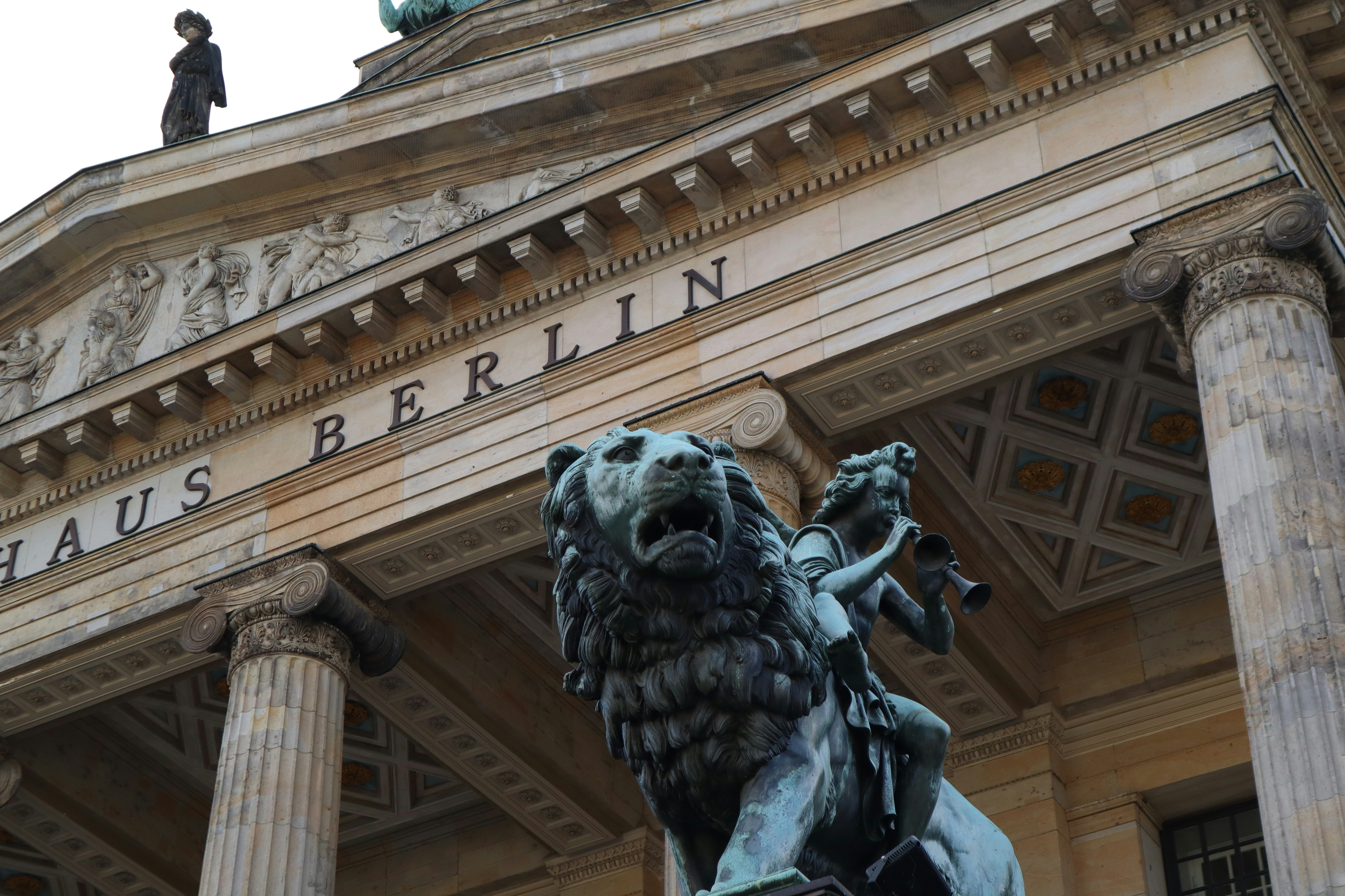 Lion Guardian Above the Berlin Dom: A Monumental Portrait