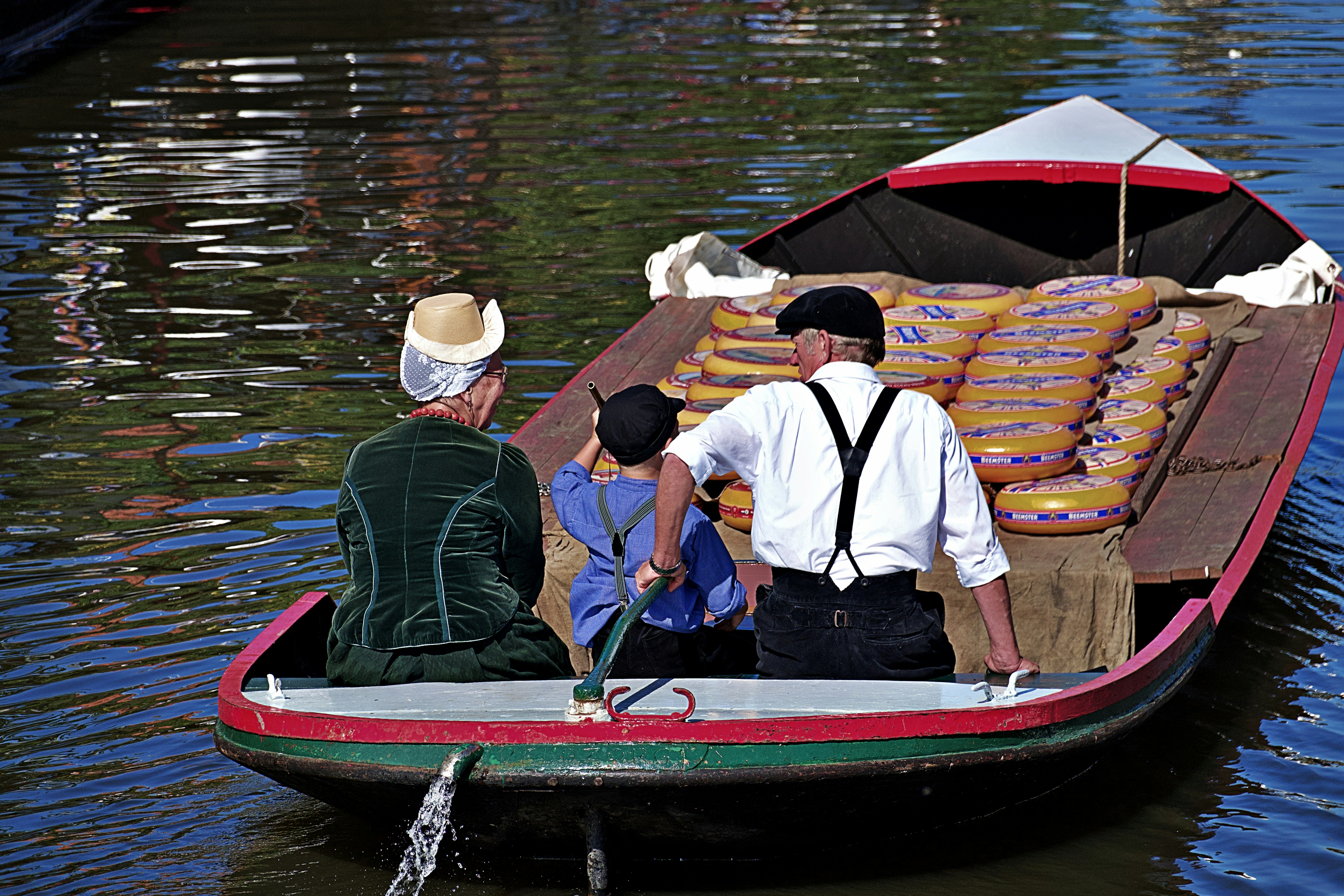 Three Boatmen and a Cargo of Sacks on a Quiet River