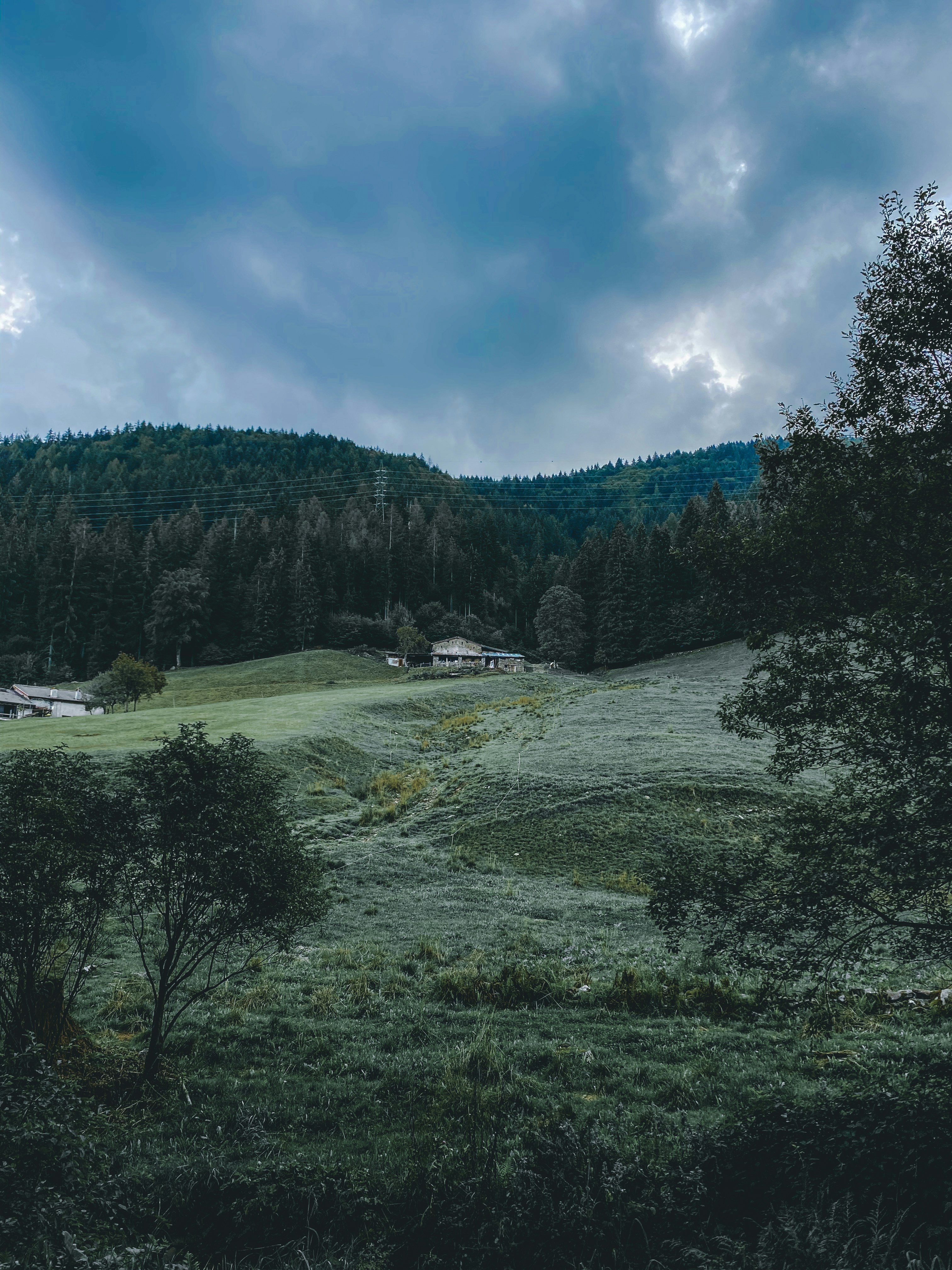 Pasture in the Valley Under a Turbulent Sky
