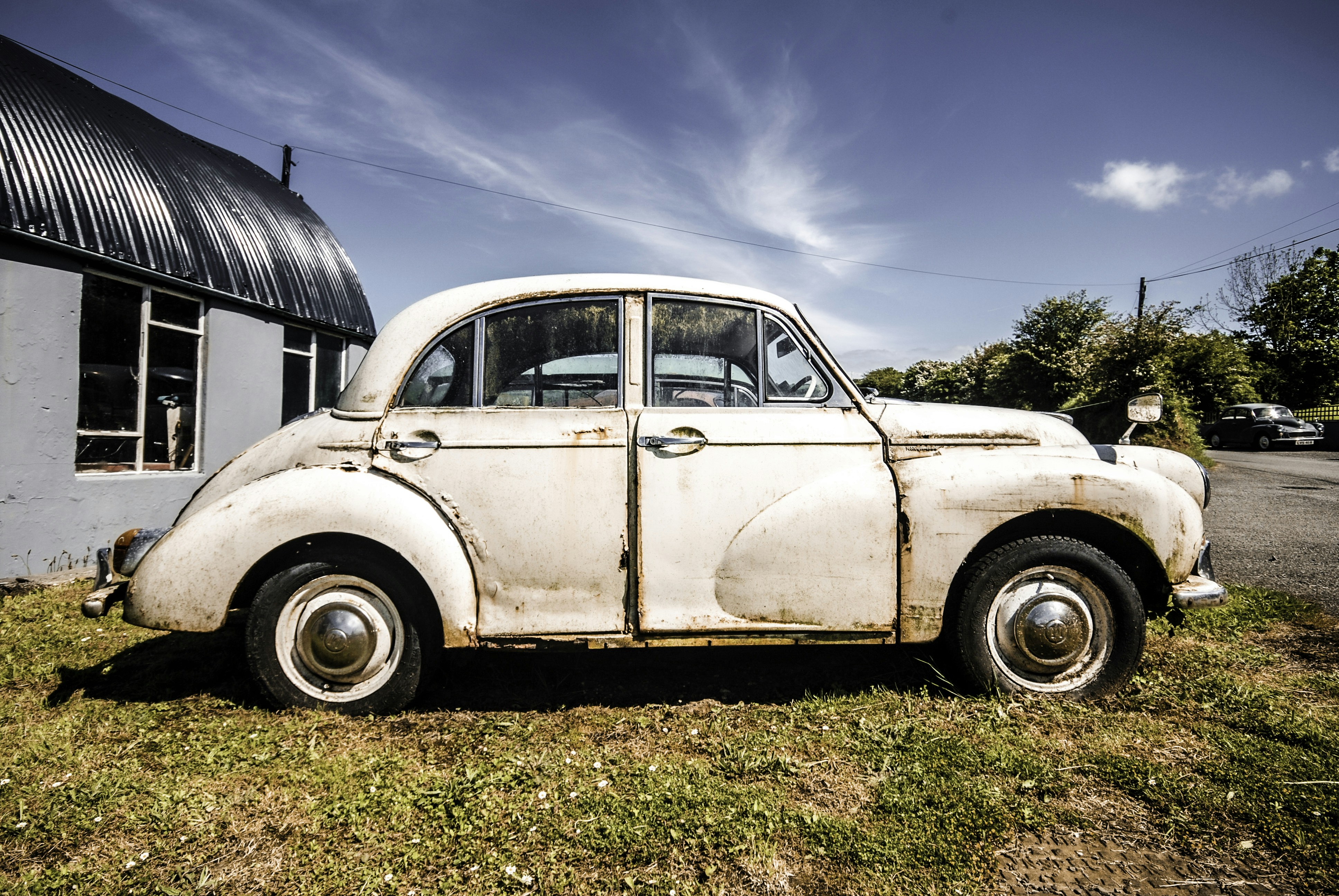 White vintage car on green grass field during daytime photo – Free ...