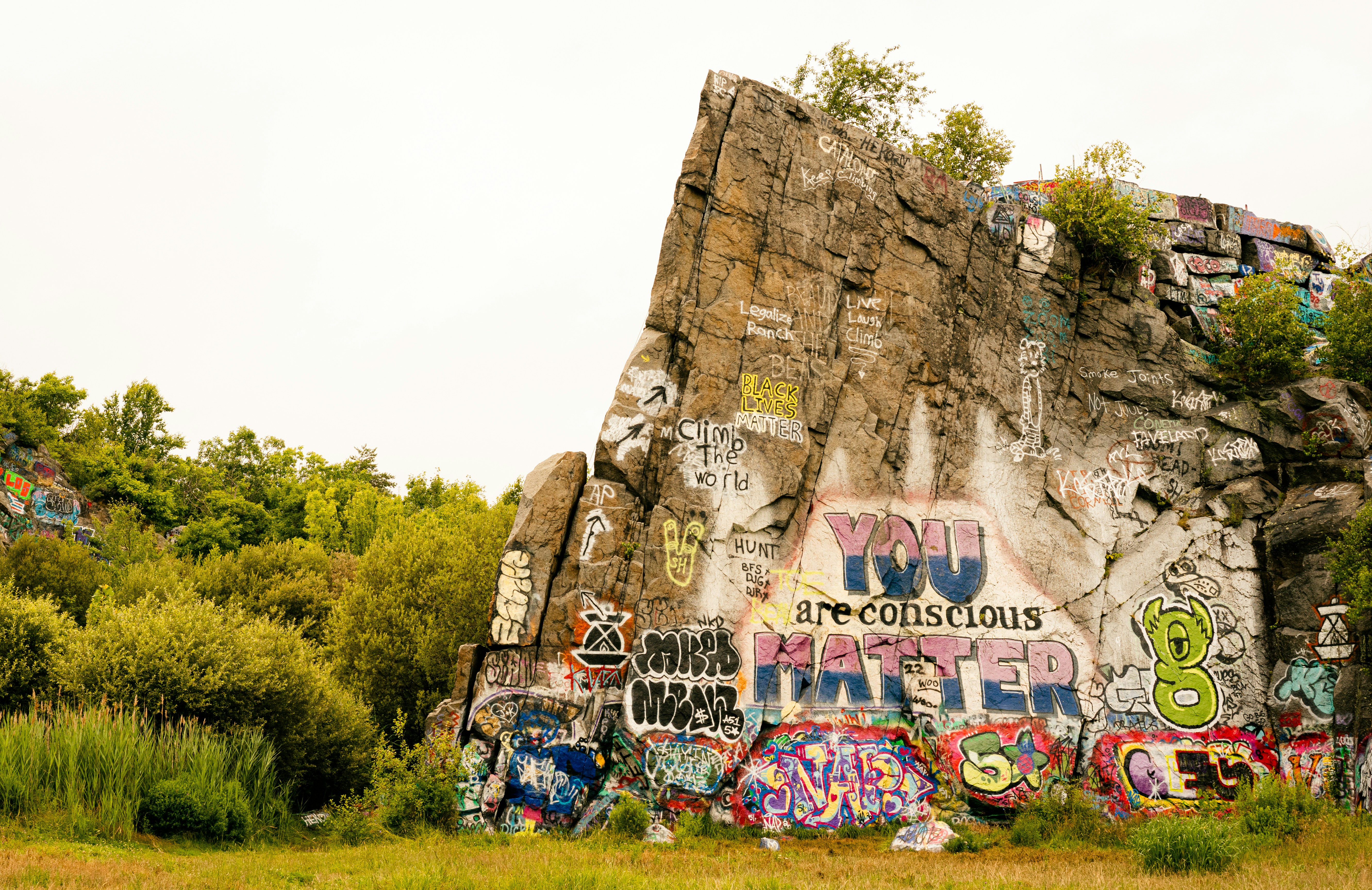Vibrant Graffiti on Cliffside Canvas