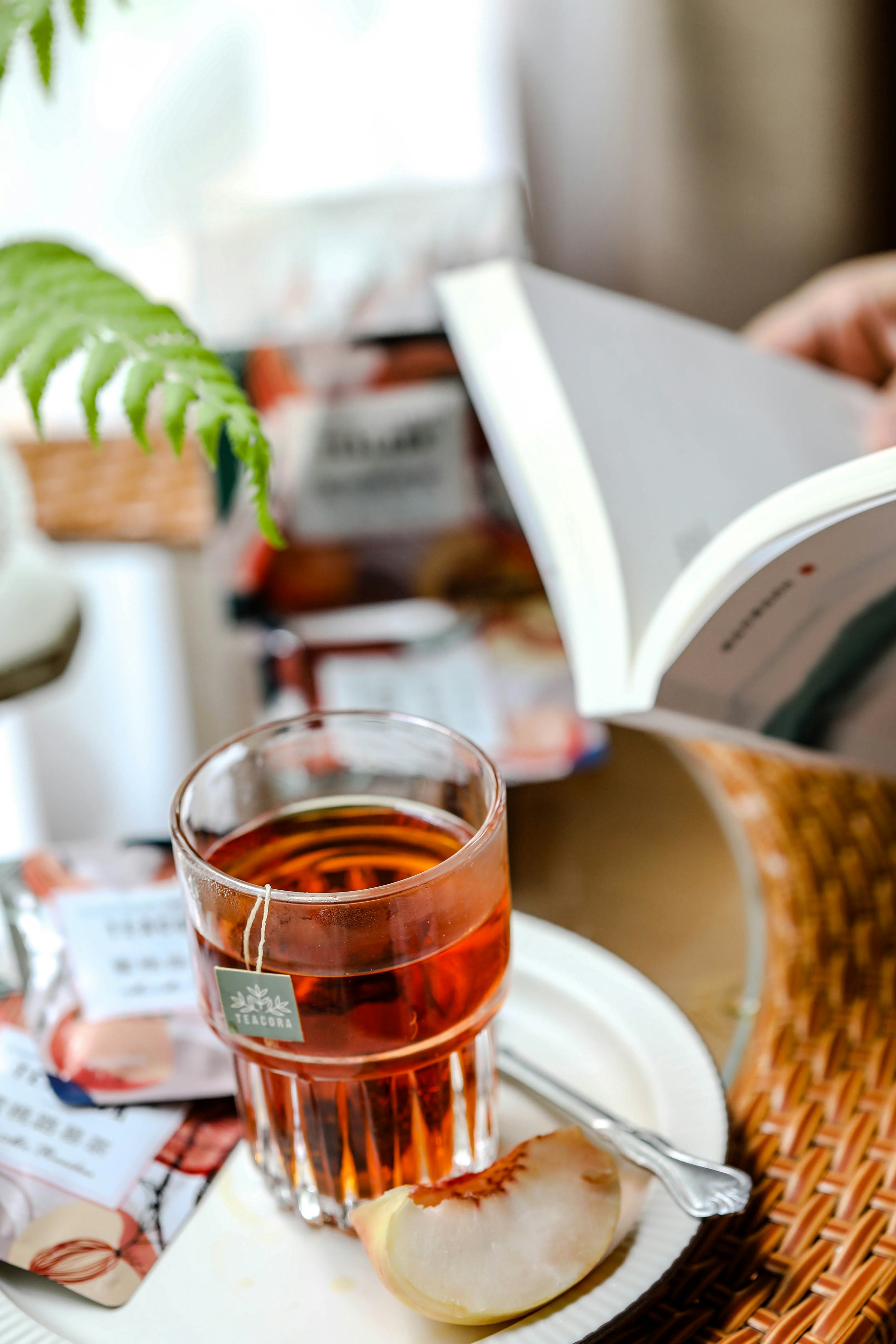 Amber Tea by the Reader's Edge: A Quiet Morning Still-Life