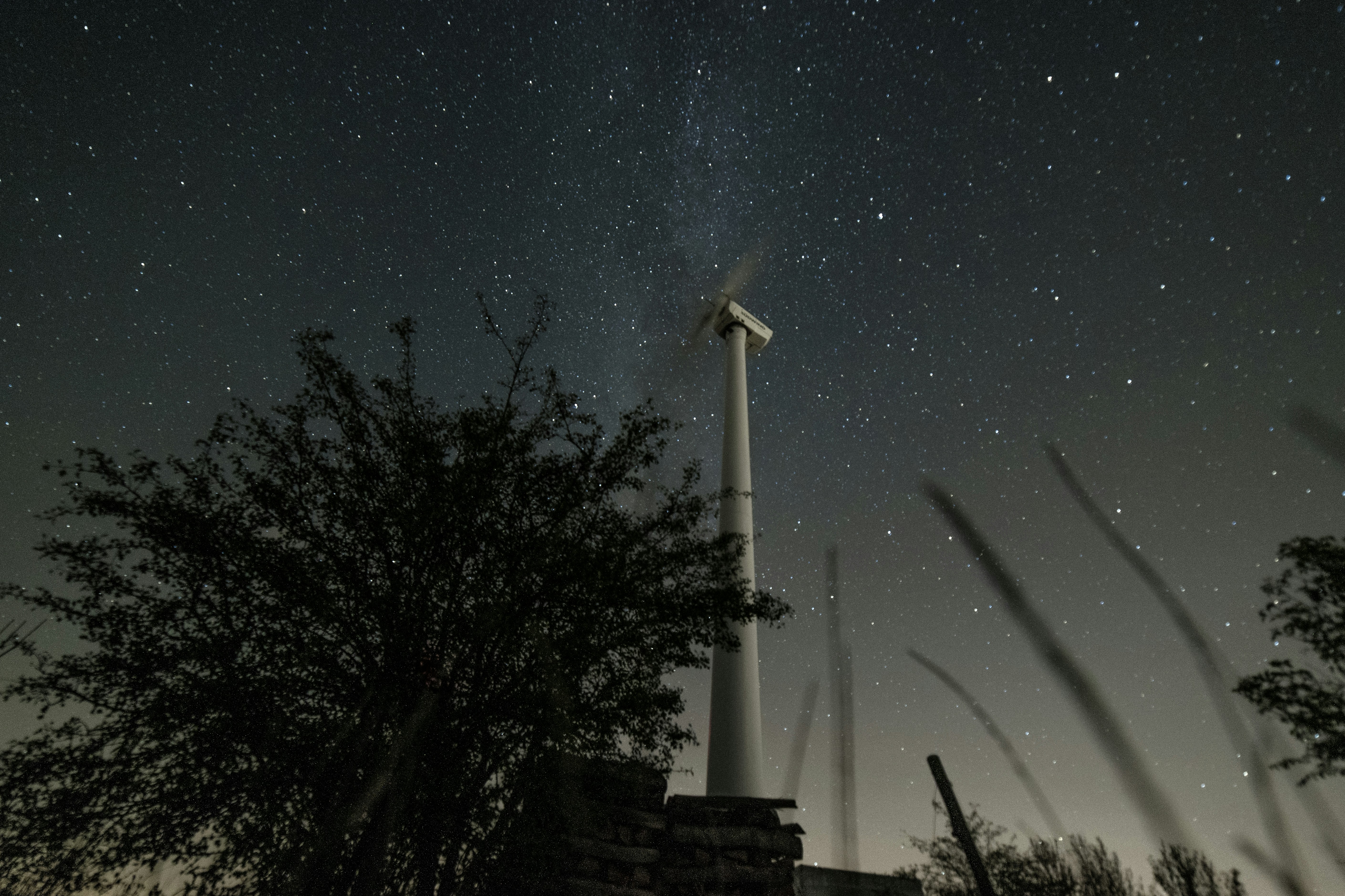 Bulb image of windcraft in Germany at night.