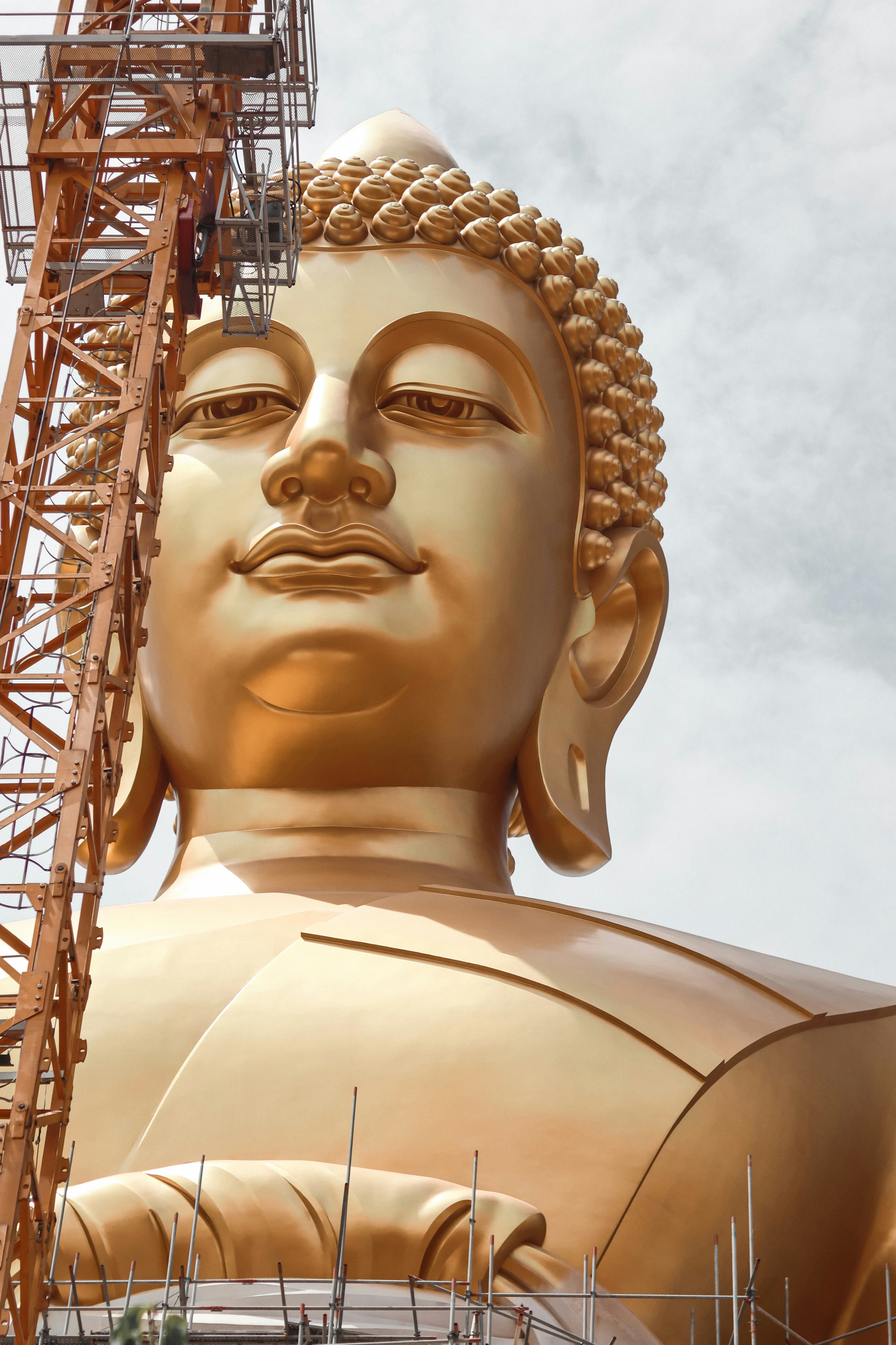 Golden Buddha Amid Steel: Serenity Meets Construction