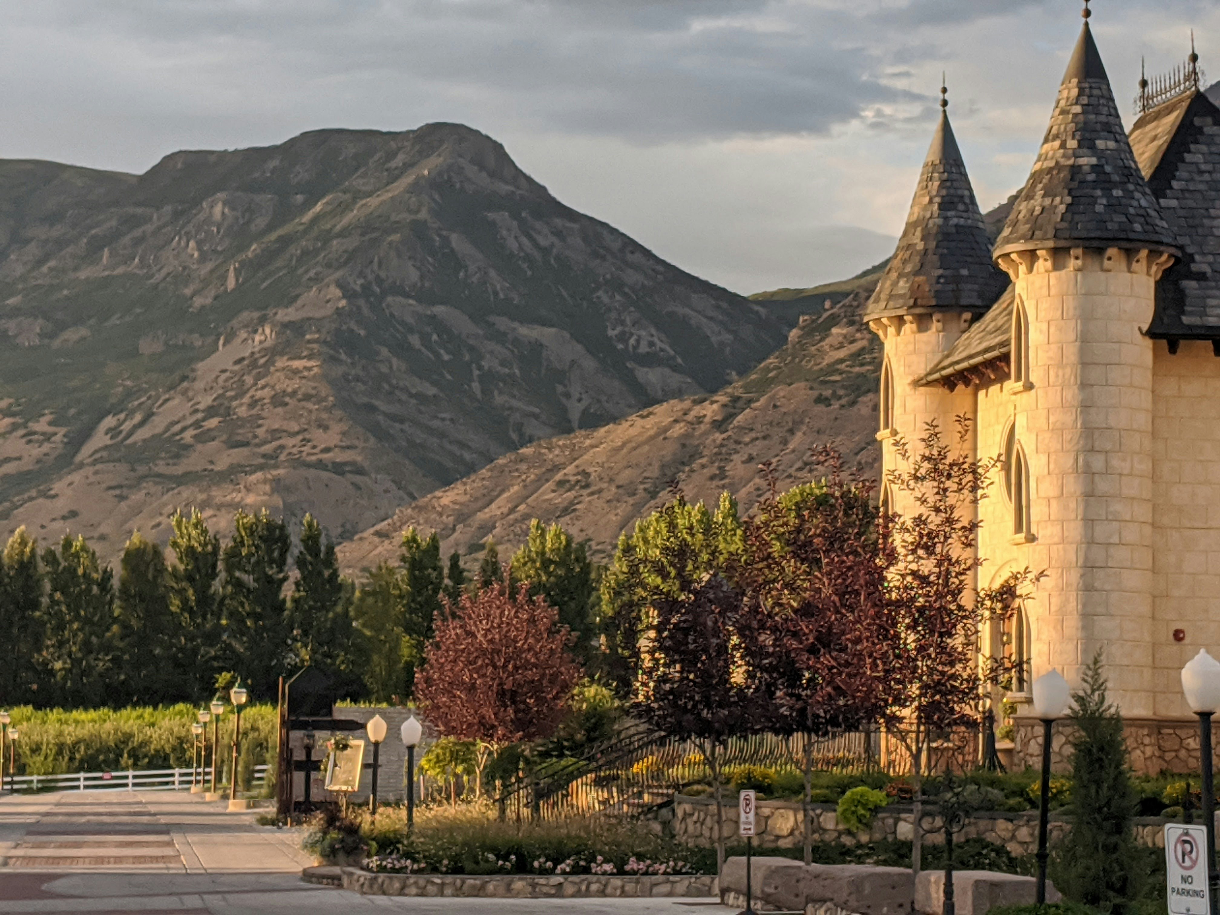 Golden Turrets Against Majestic Peaks