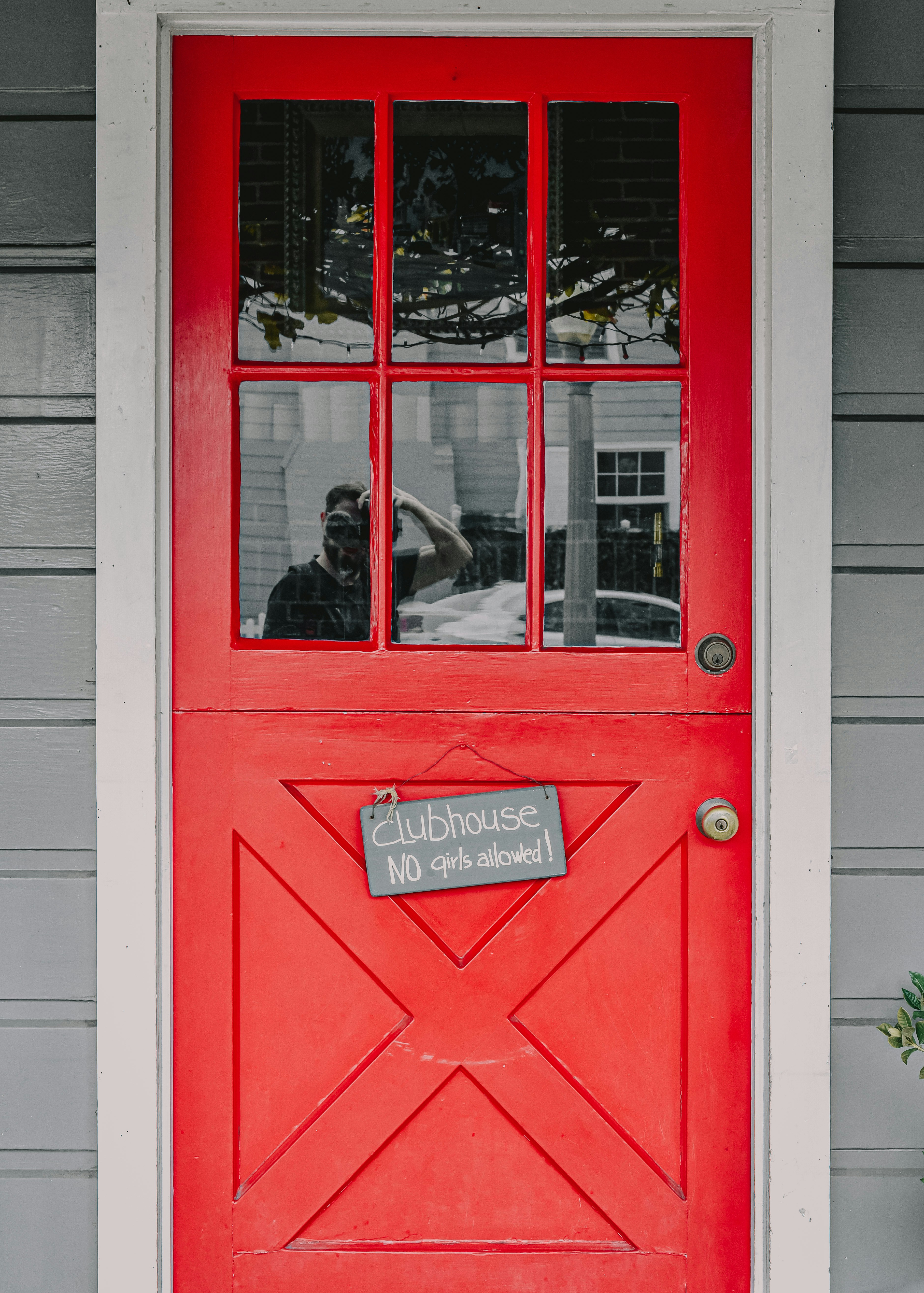 Crimson Portal: A Reflective Doorway with a Chalked Rule