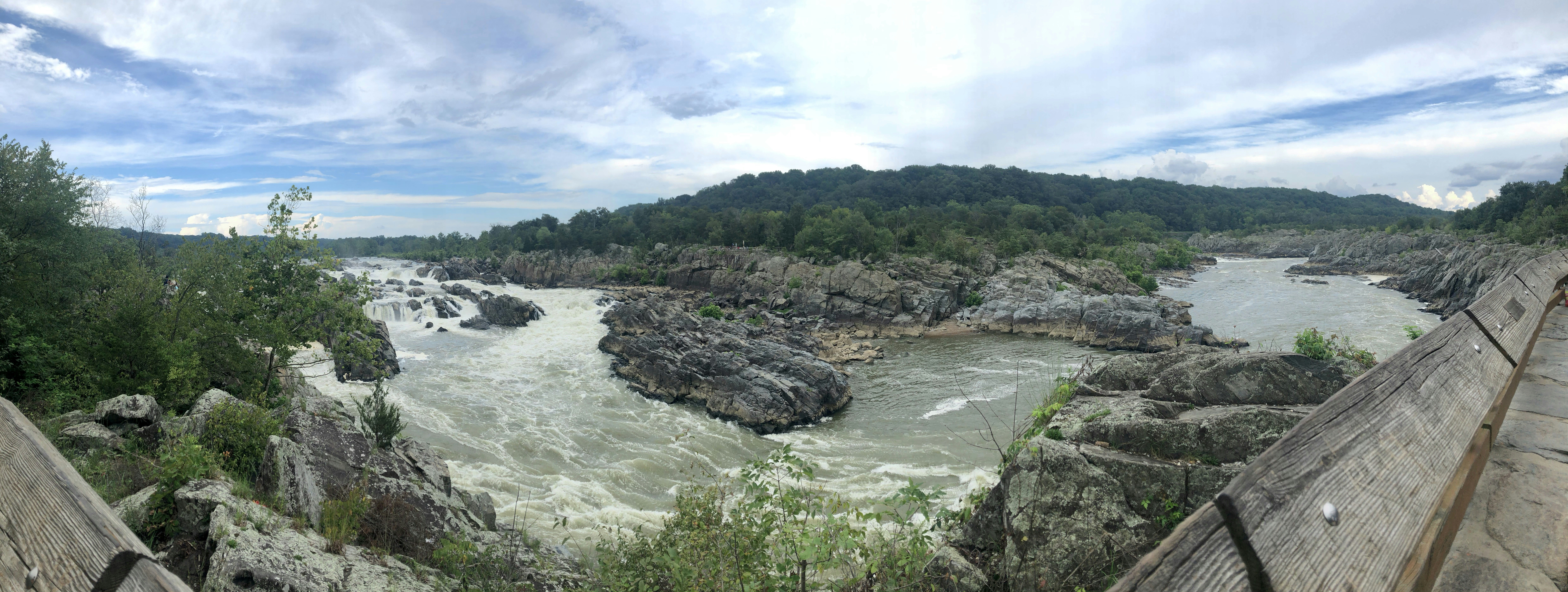 Riverside Panorama with Rocky Rapids