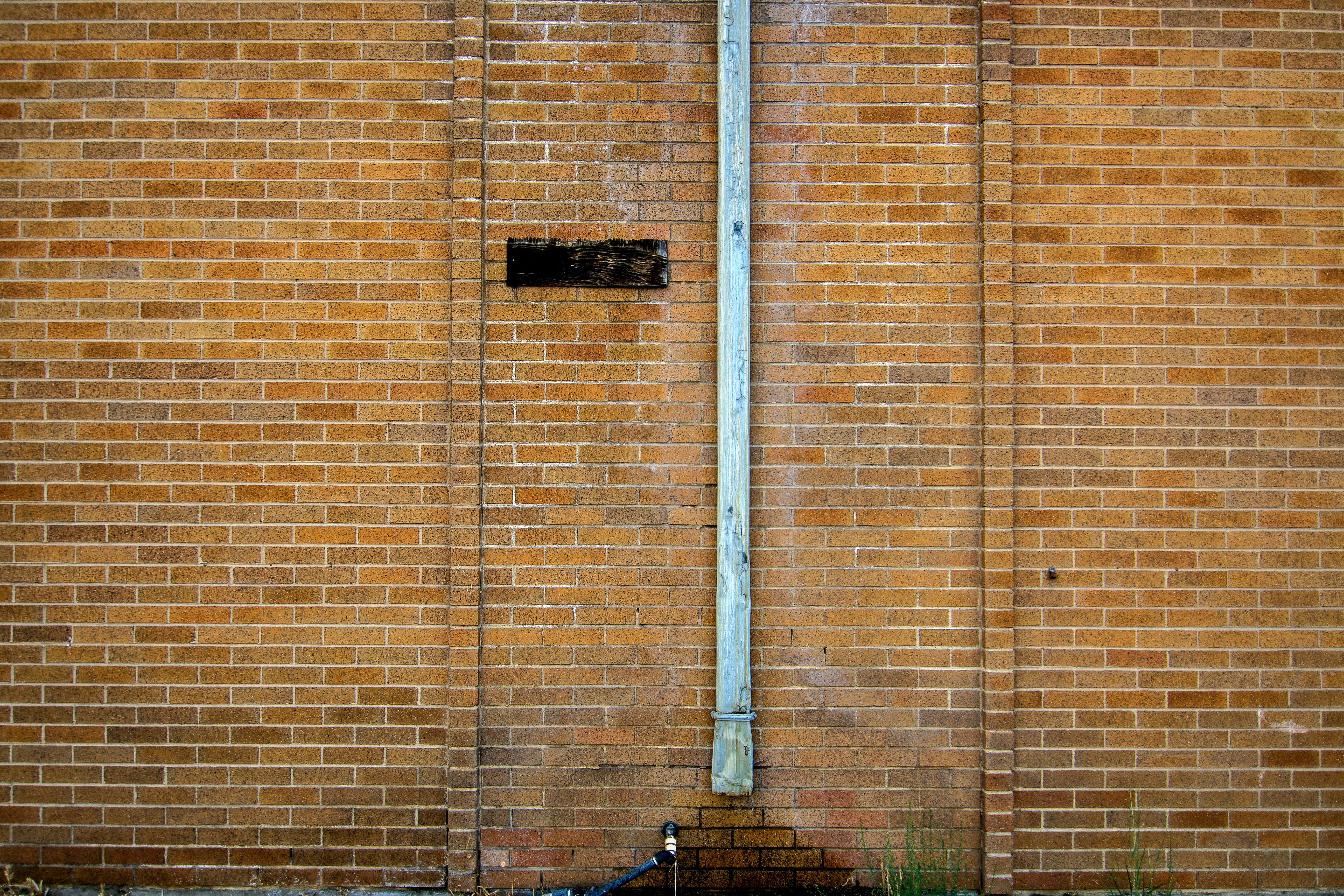 Vertical Ribbon Against Brickwork: A Quiet Urban Façade