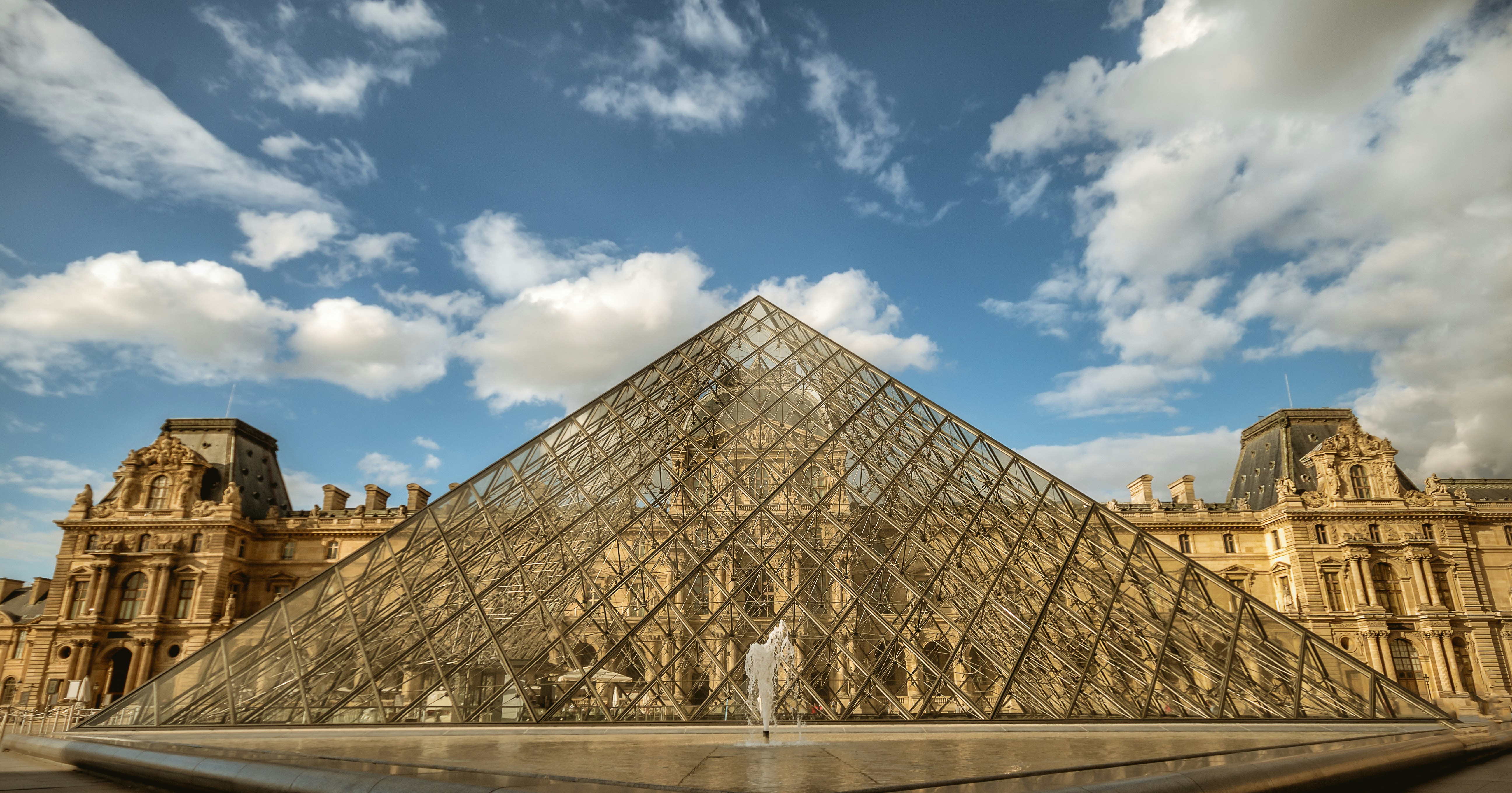 Louvre Prism under a cobalt sky