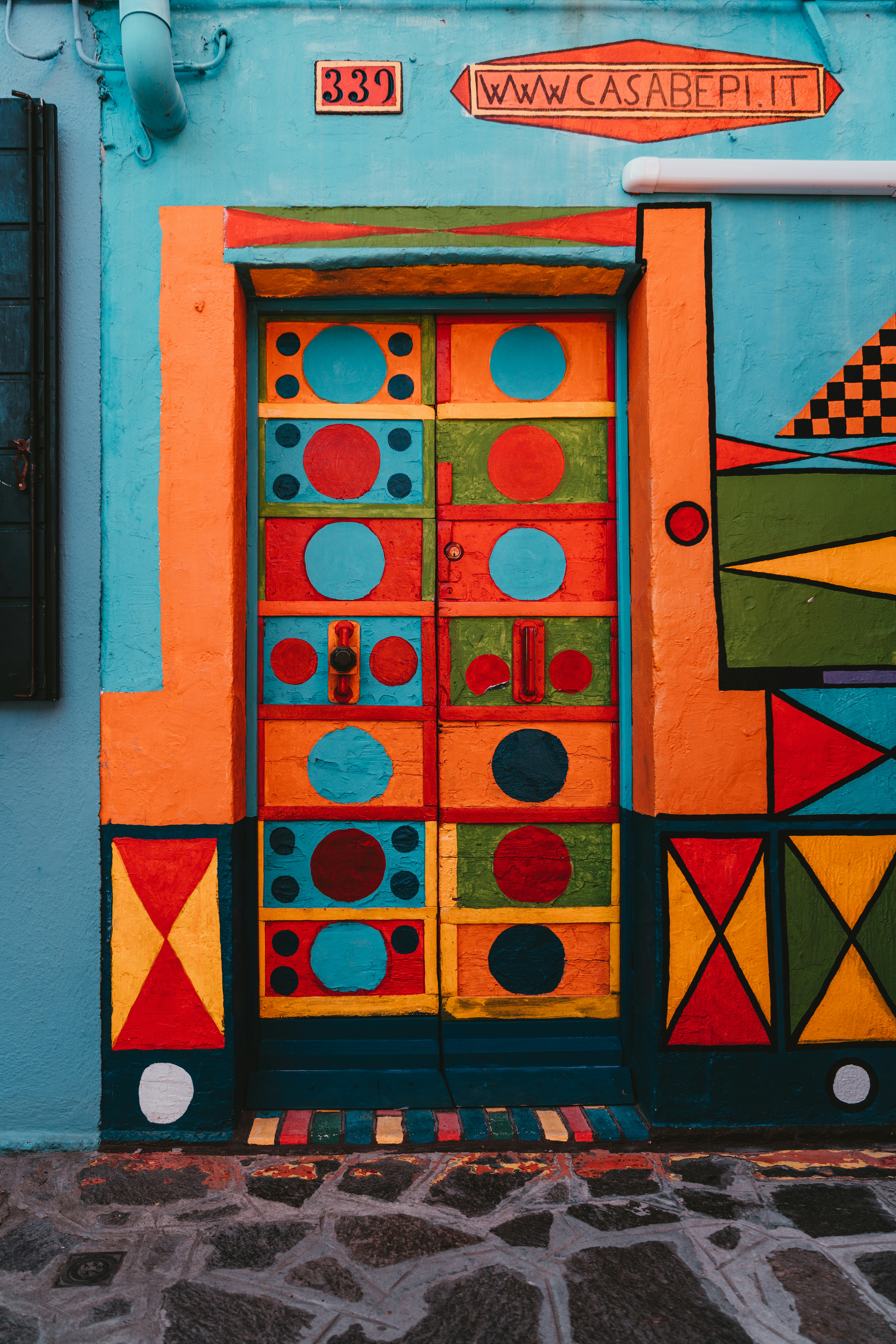 Doorway of Dots and Diamonds: A Colorful Urban Portal