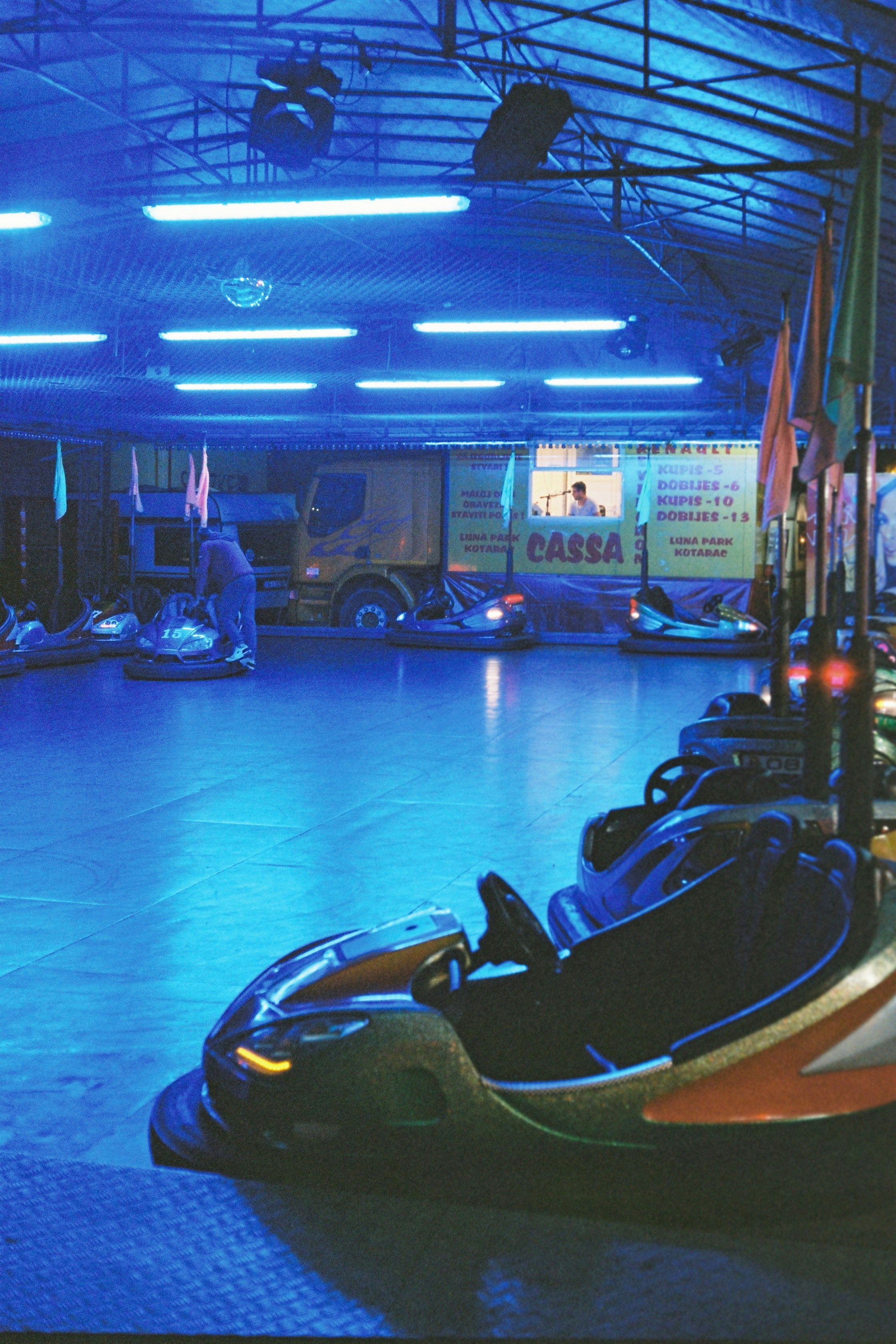 Neon Blue Night at the Indoor Jet Ski Arena