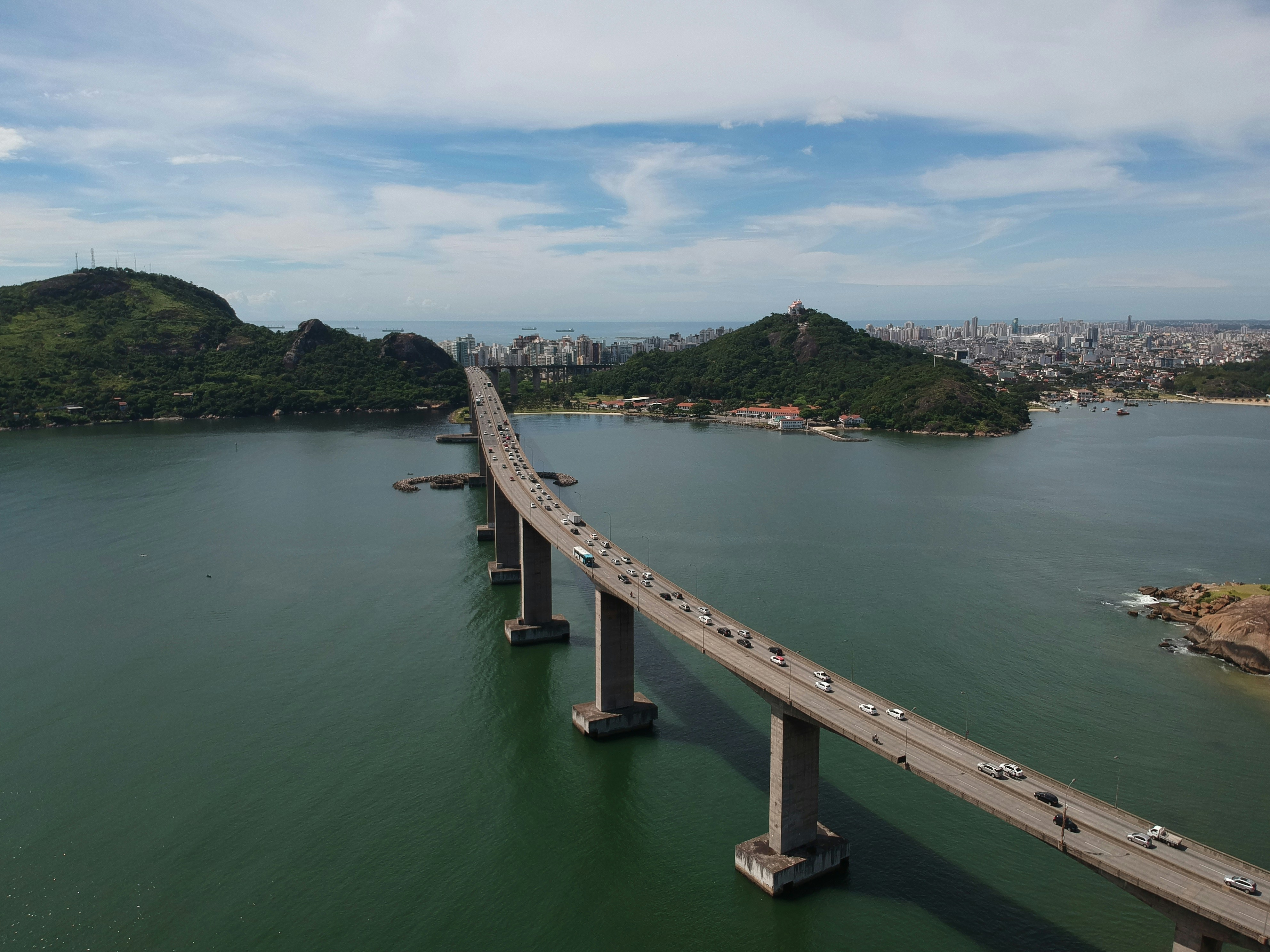 Sweeping Aerial View of Coastal Bridgeway