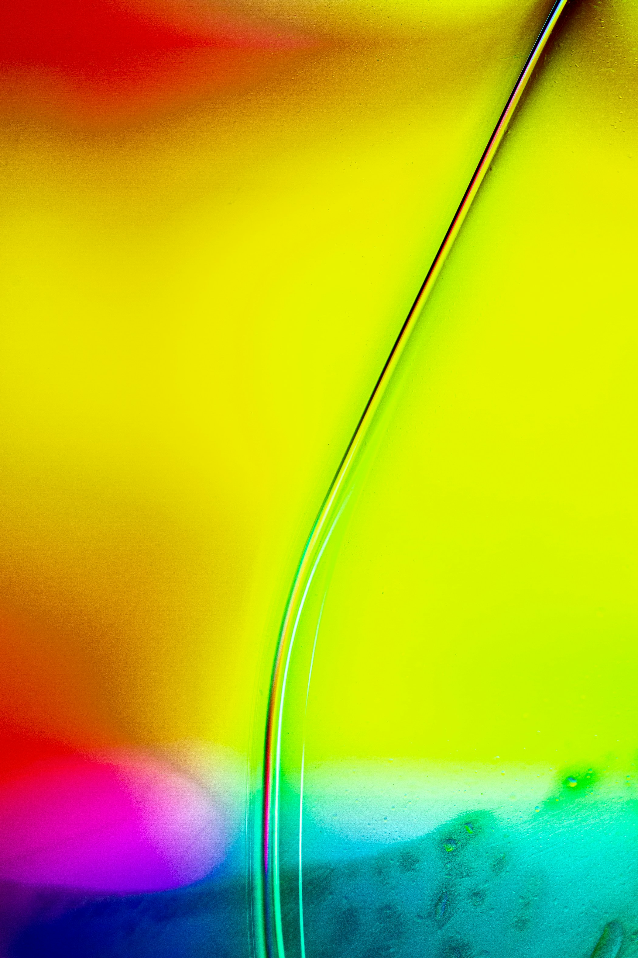 Prismatic Curve: Neon Ripple Across Glass