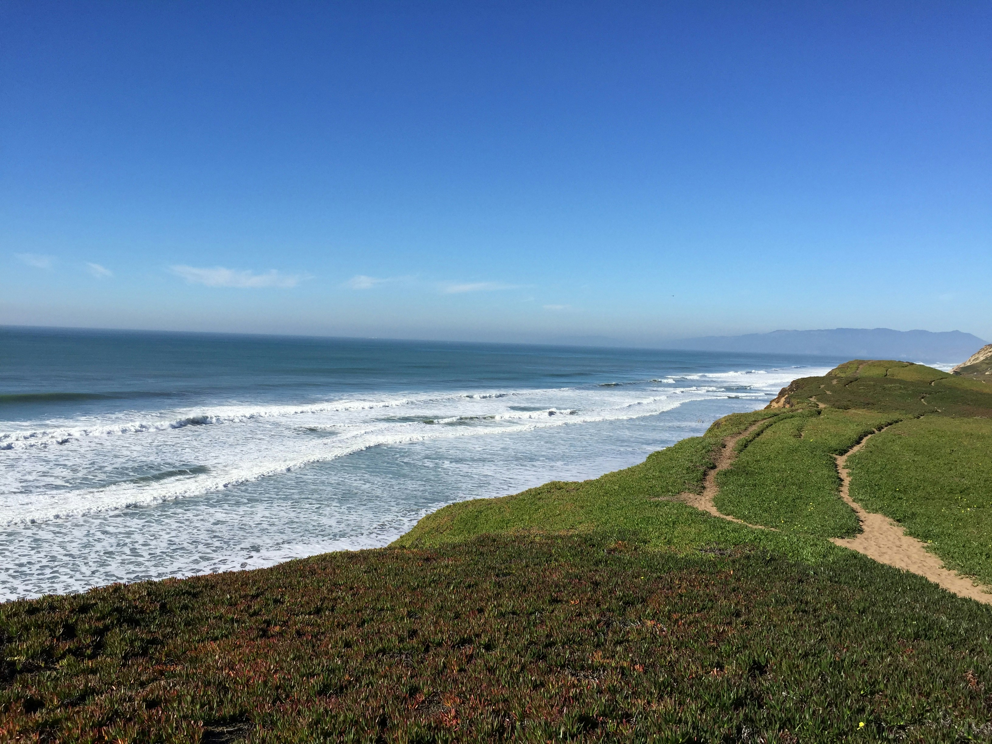 Green grass field near sea under blue sky during daytime photo – Free ...