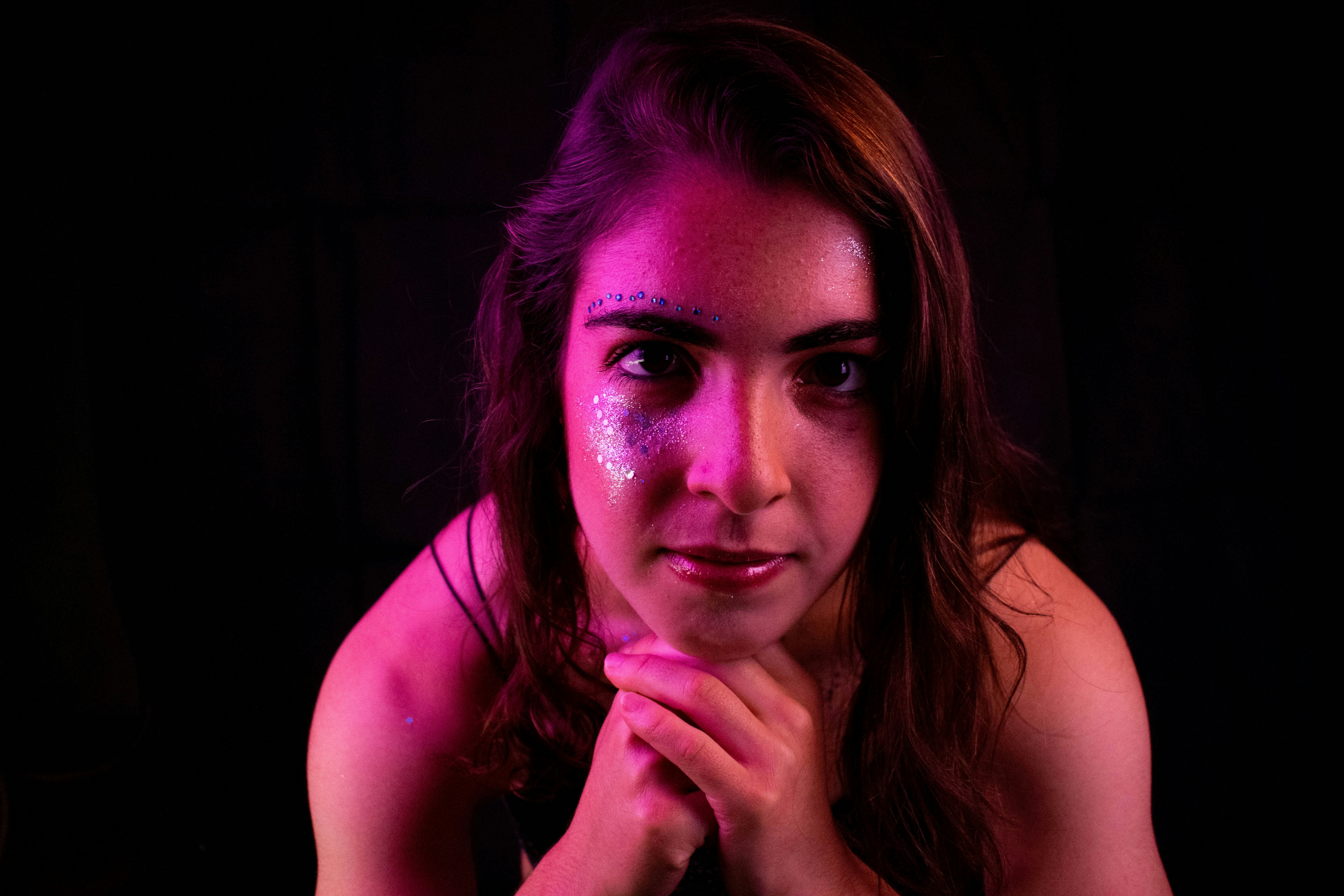 Glimmered Gaze Under Magenta Velvet