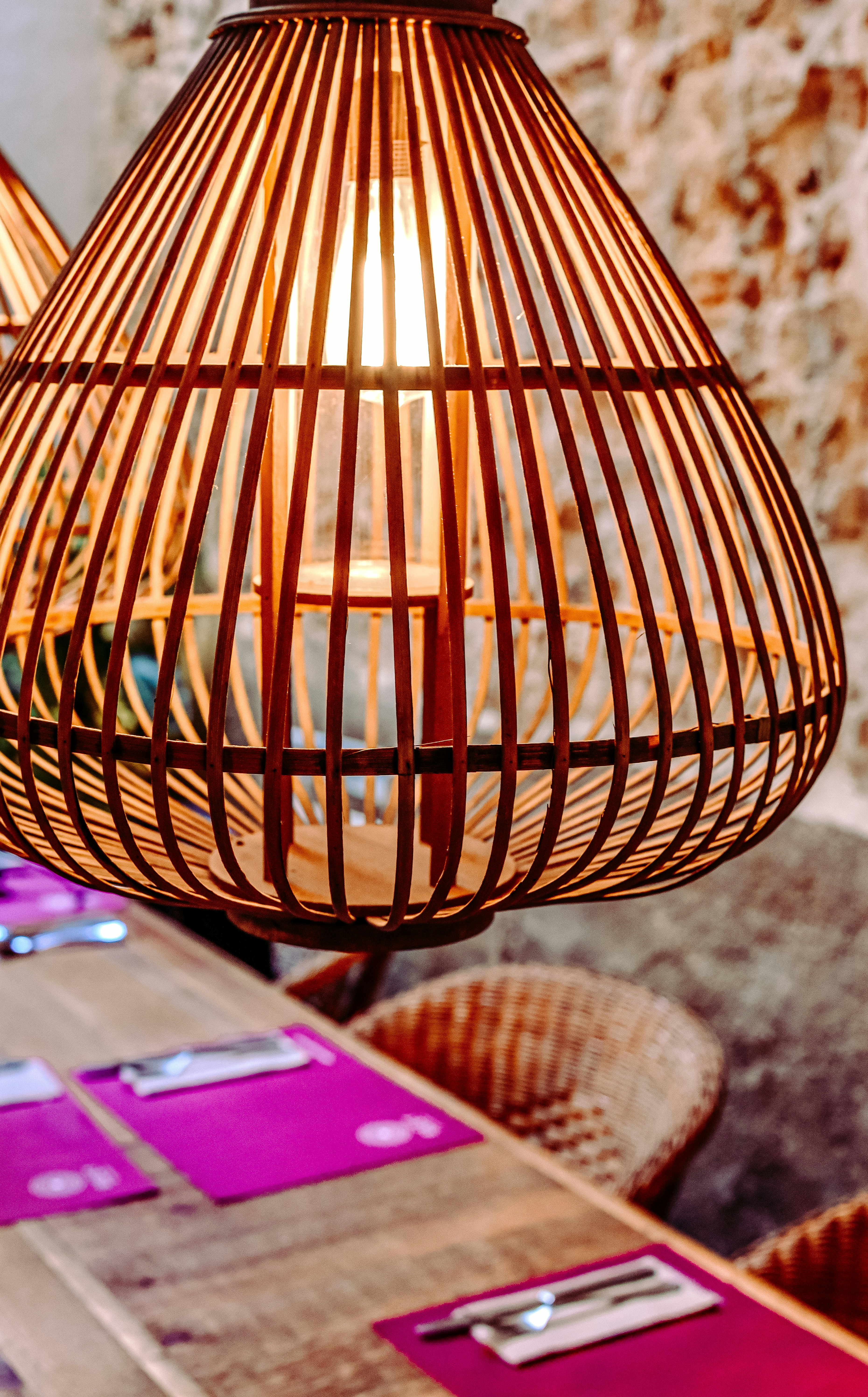 Luminous Basket Pendant Framing a Cozy Dining Nook