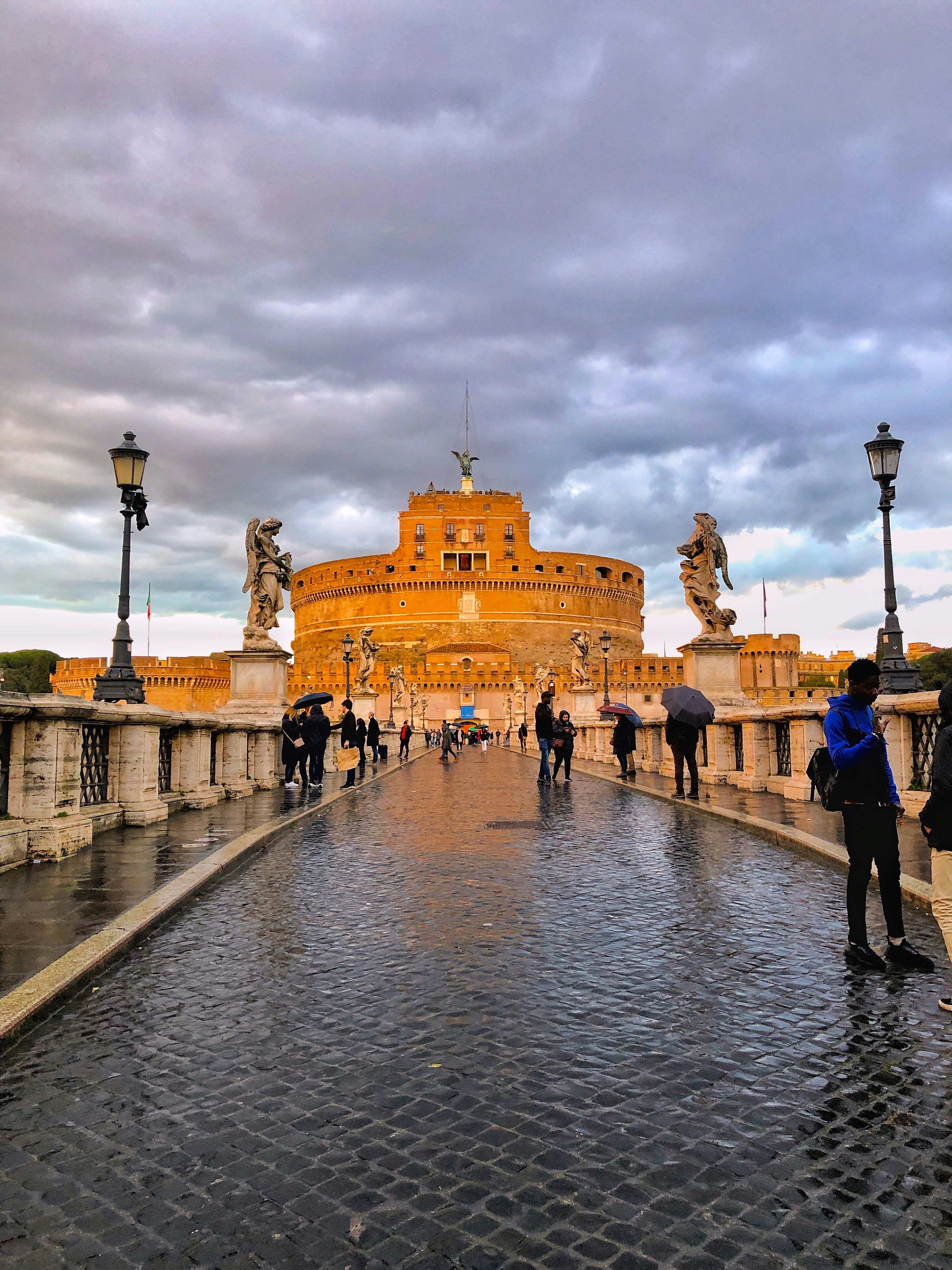 Pantheon of Rome: Evening Approach Over the Tiber Bridge