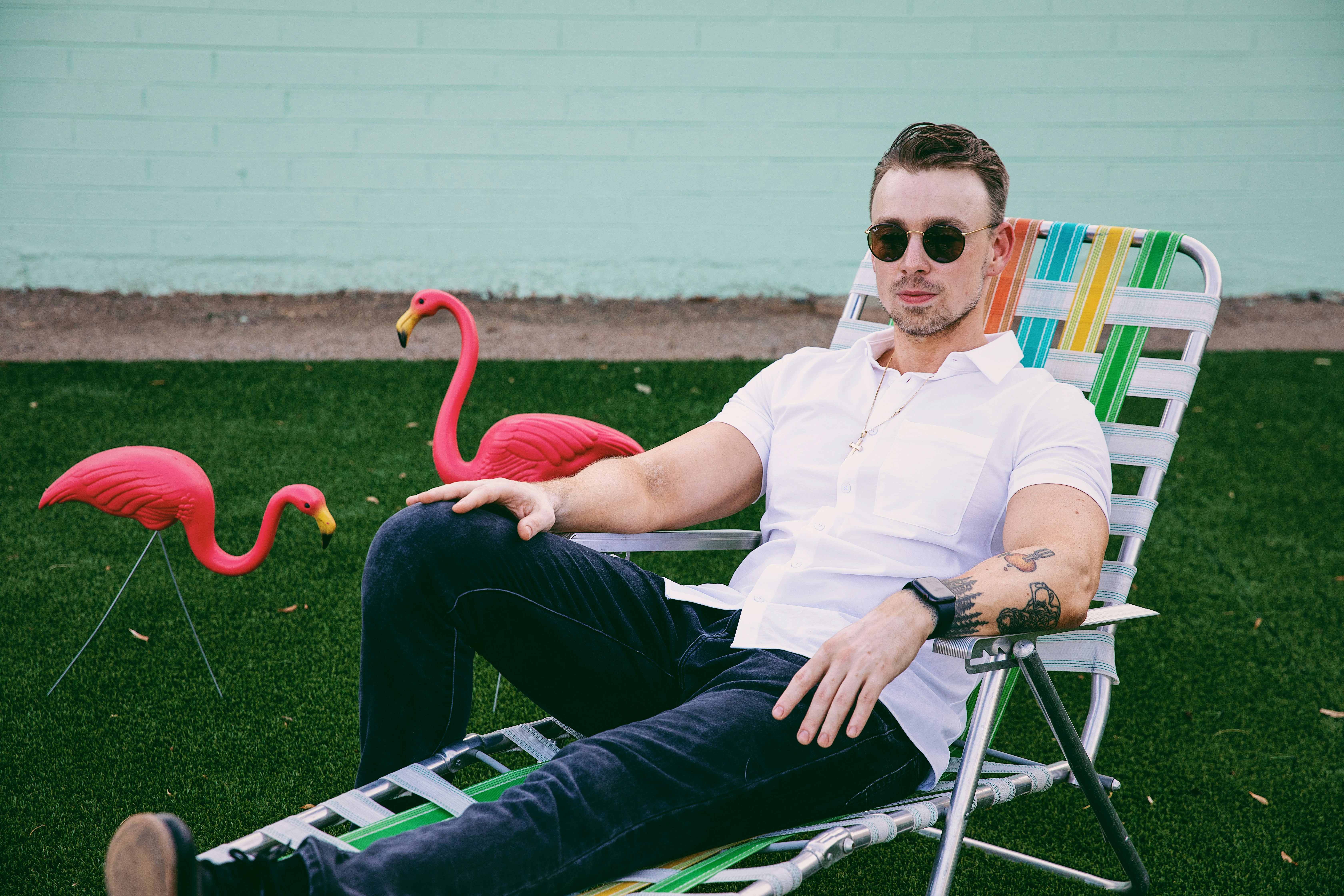 Gordon Cowie on set of a music video