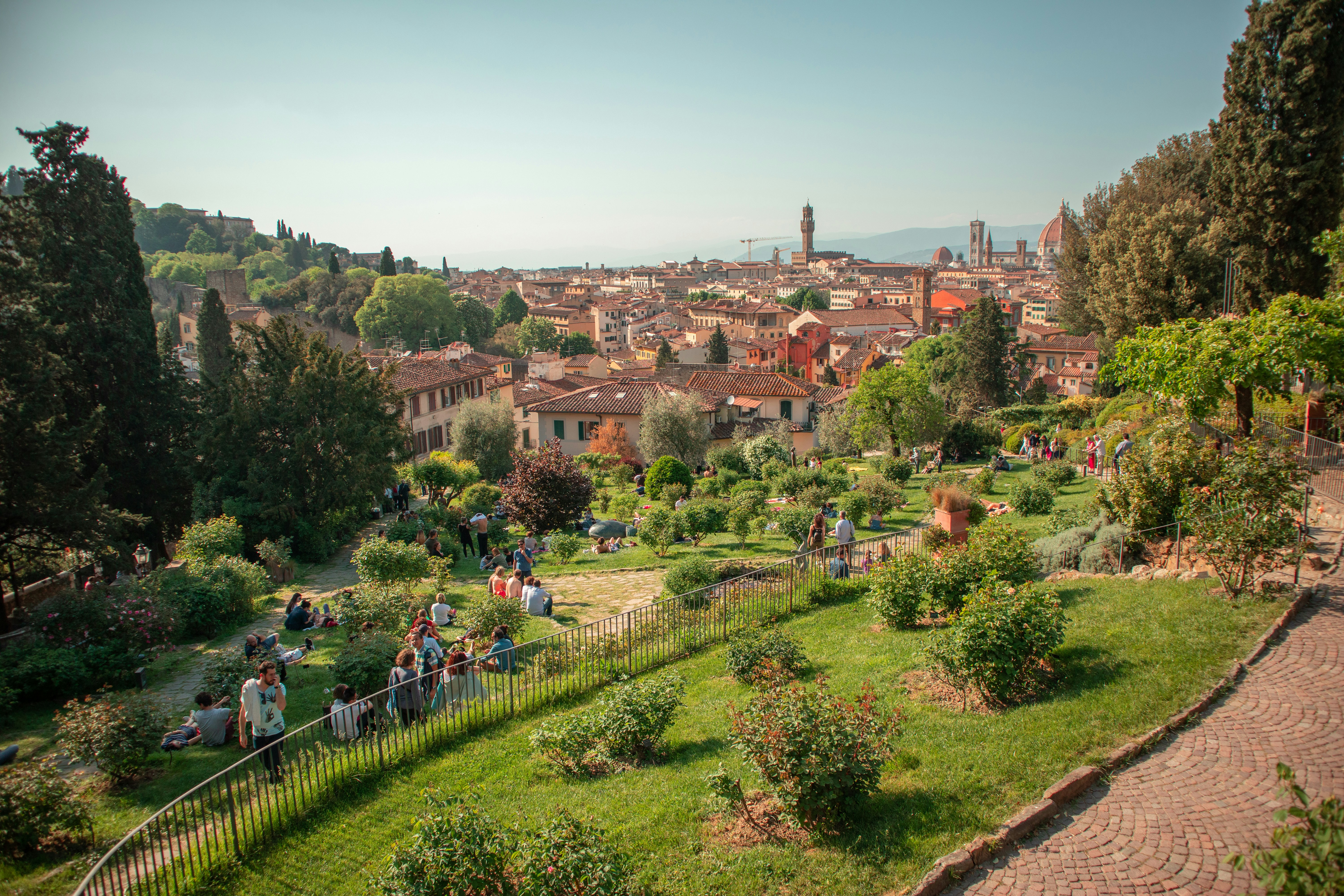 Serene Strolls in a Historic Garden Cityscape