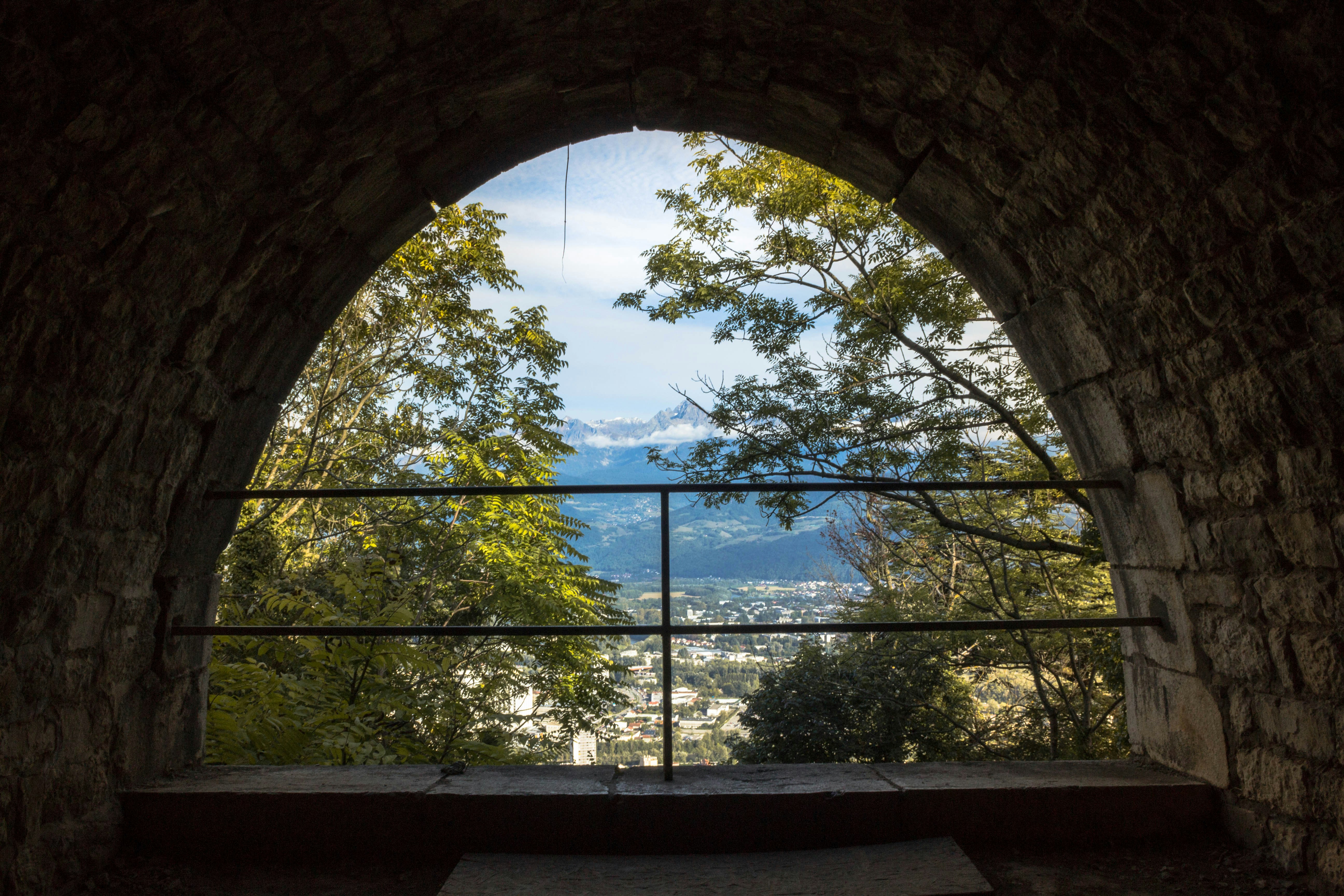 Framed View Through Stone Tunnel
