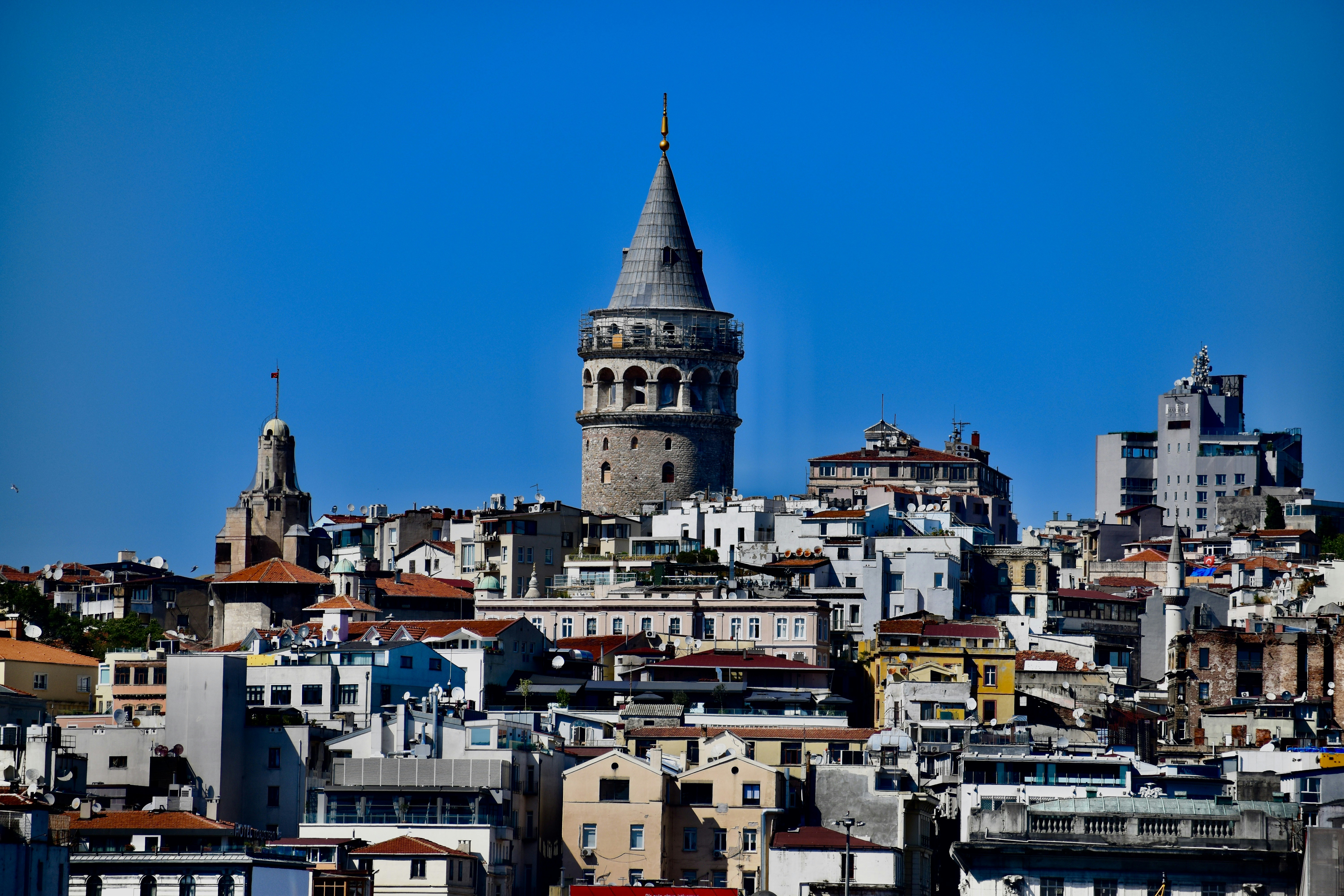 This view of the historical Galata Tower was taken from the Biryani Palace restaurant. 