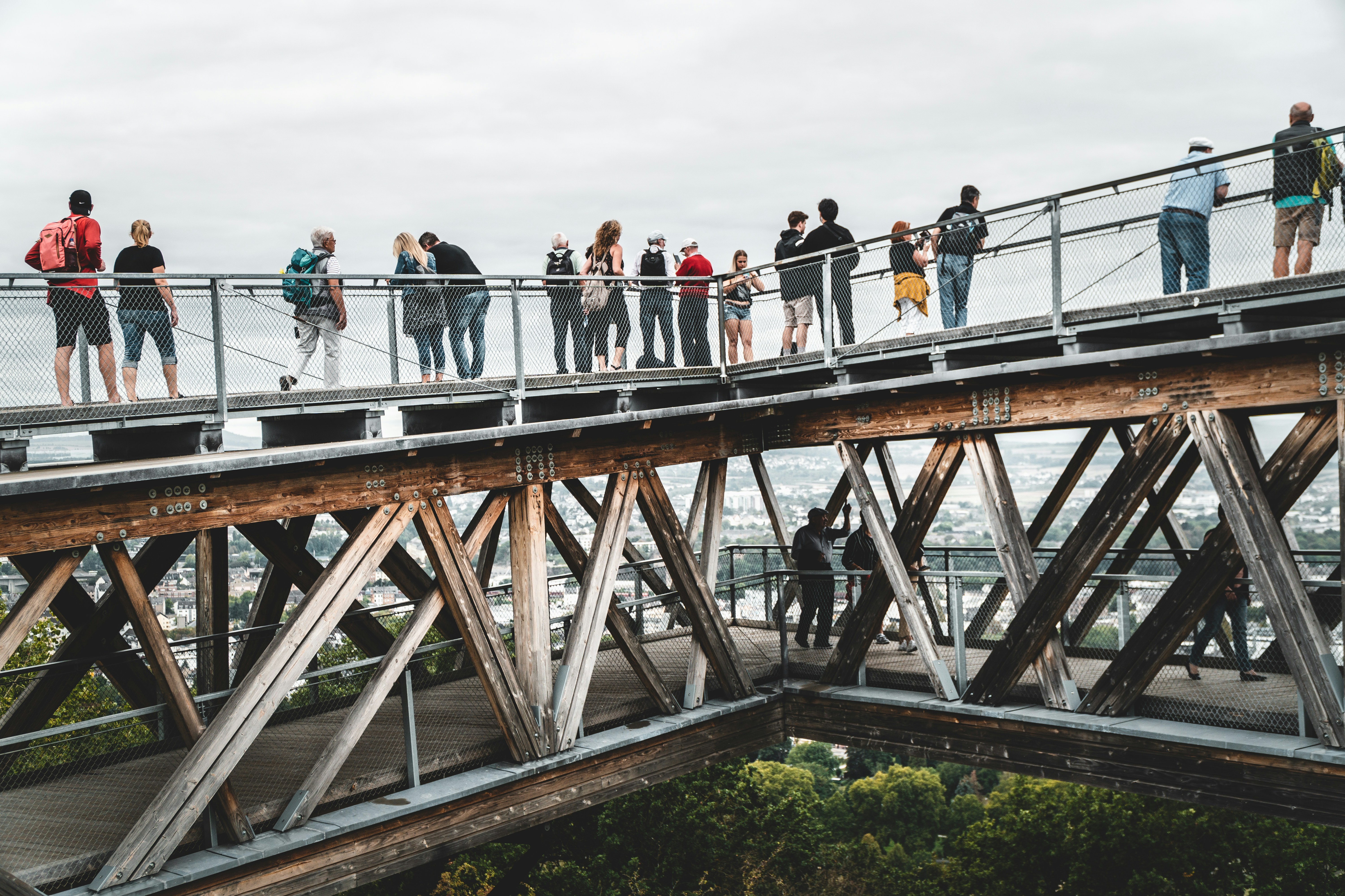 Crowd Walkway Above the Timber Truss Bridge