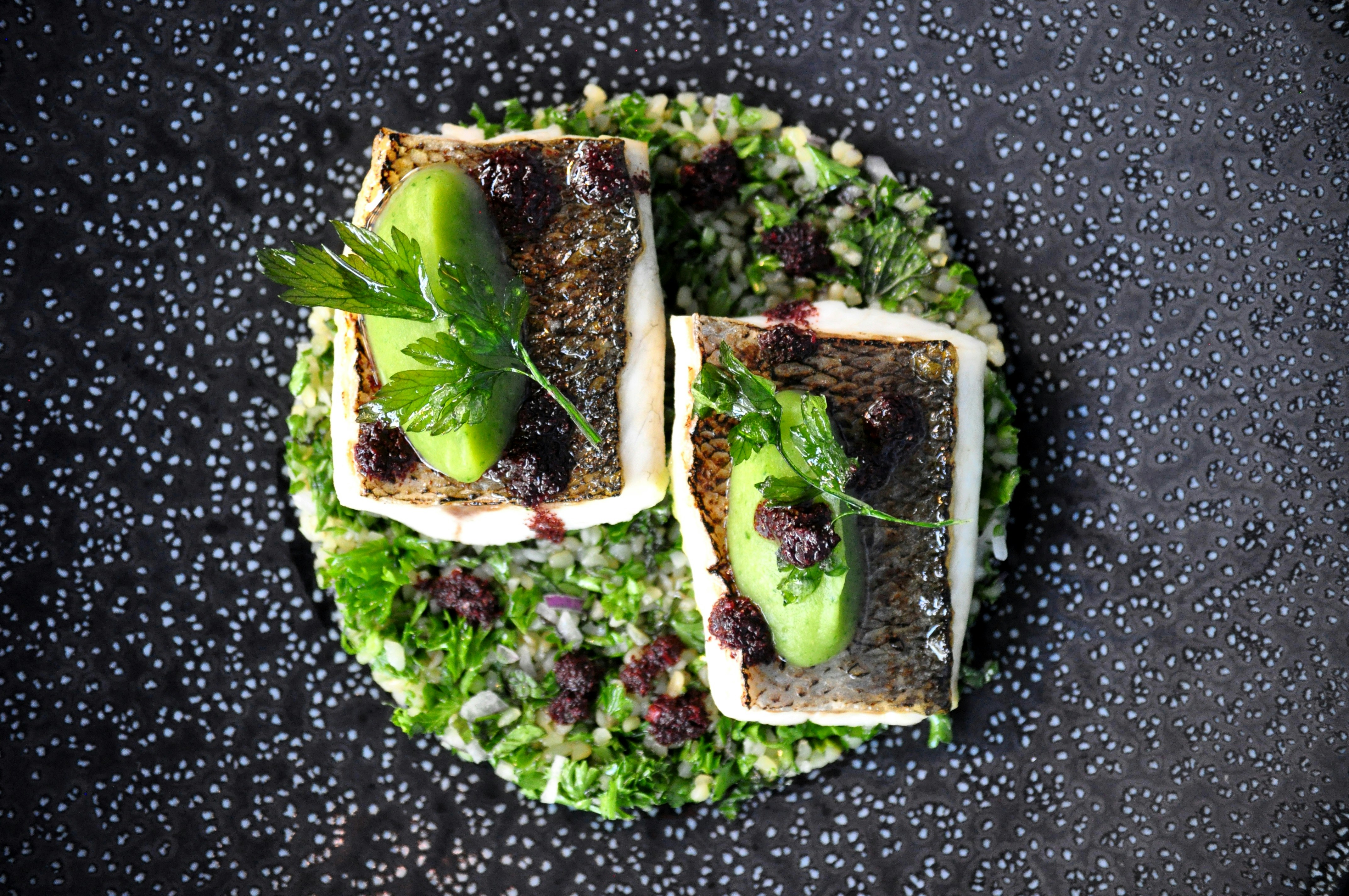 Sea bass and parsley dish