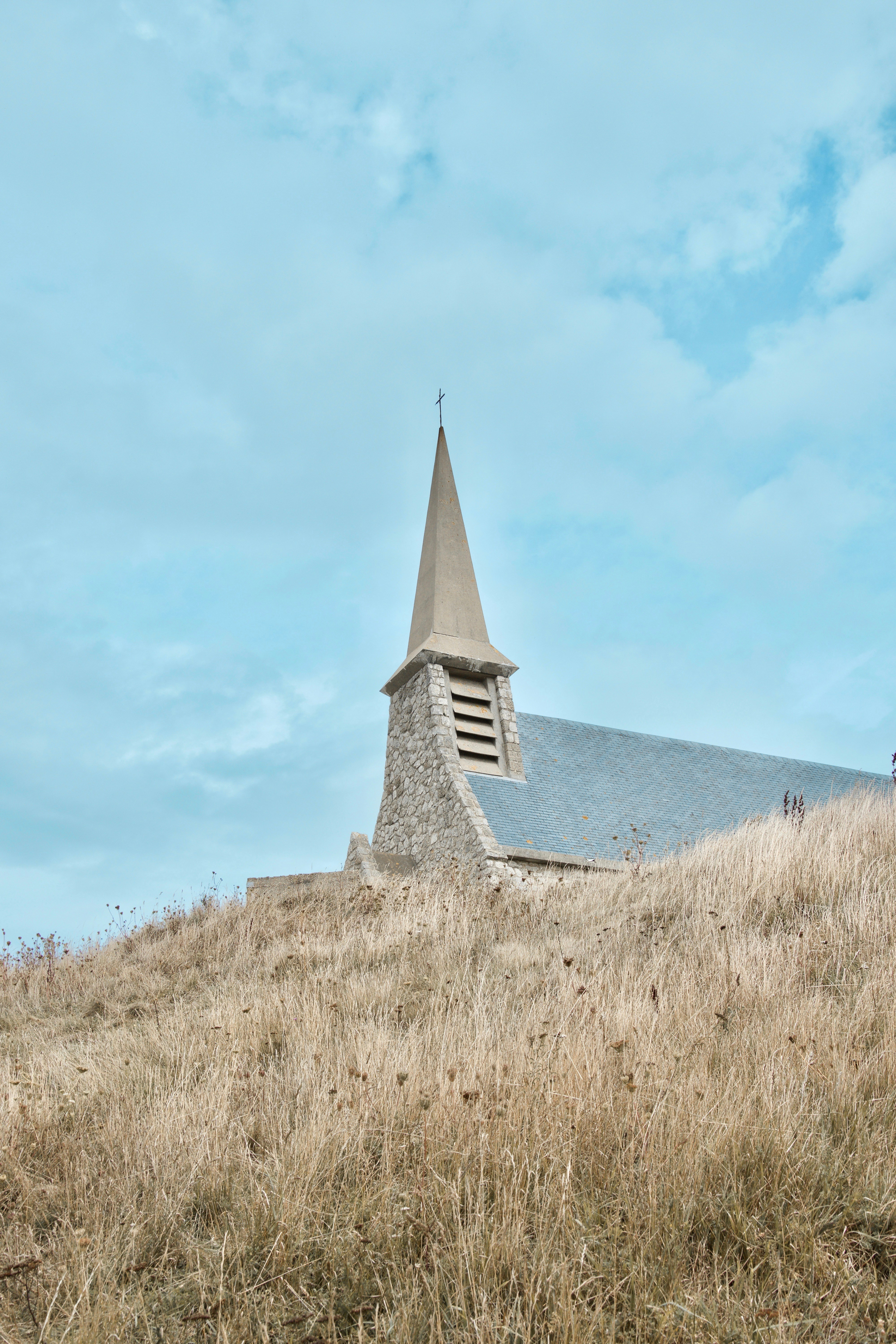 Lone Chapel Steeple on a Windswept Hill