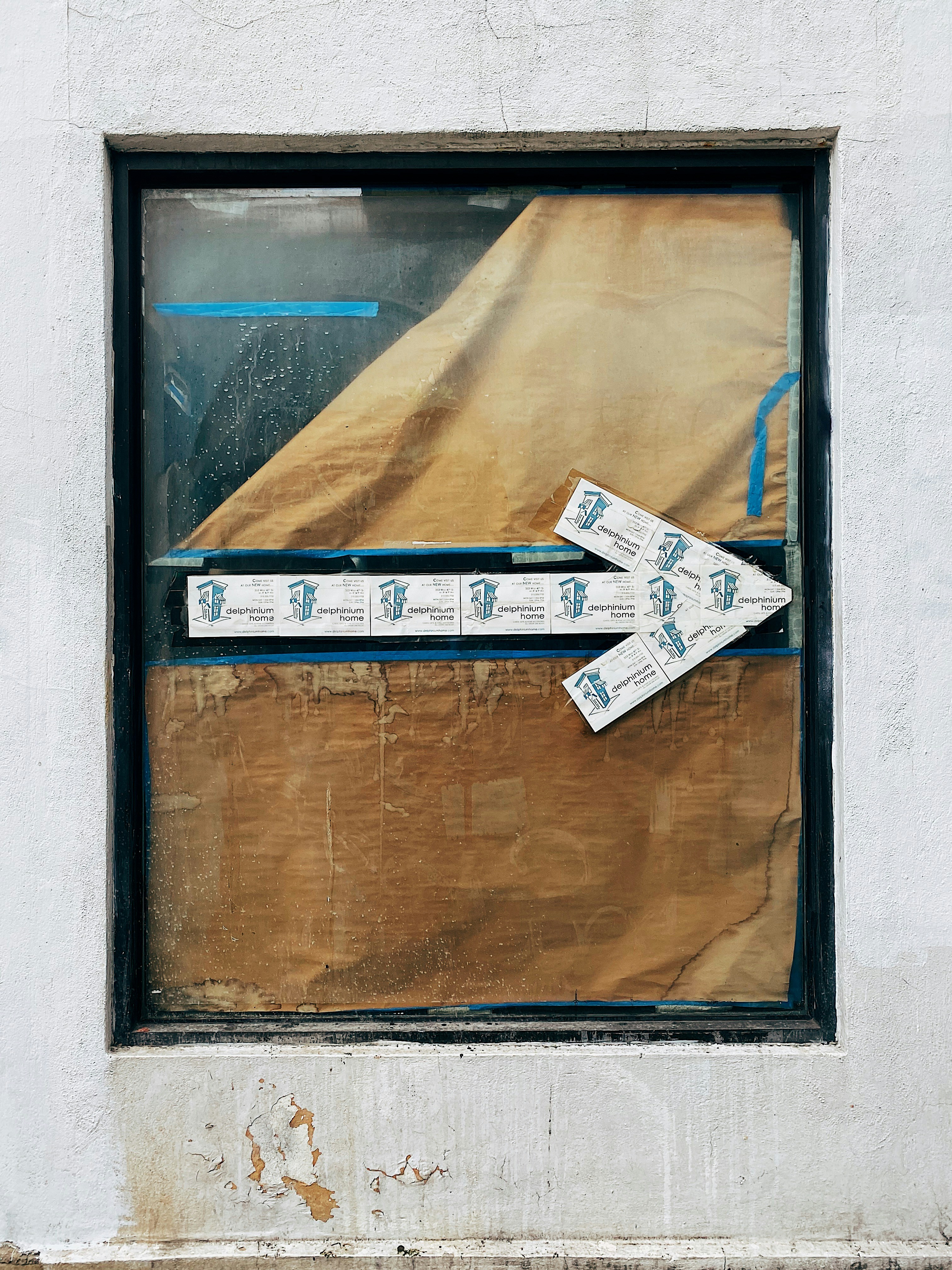Arrowed Tape Across a Sealed Shop Window