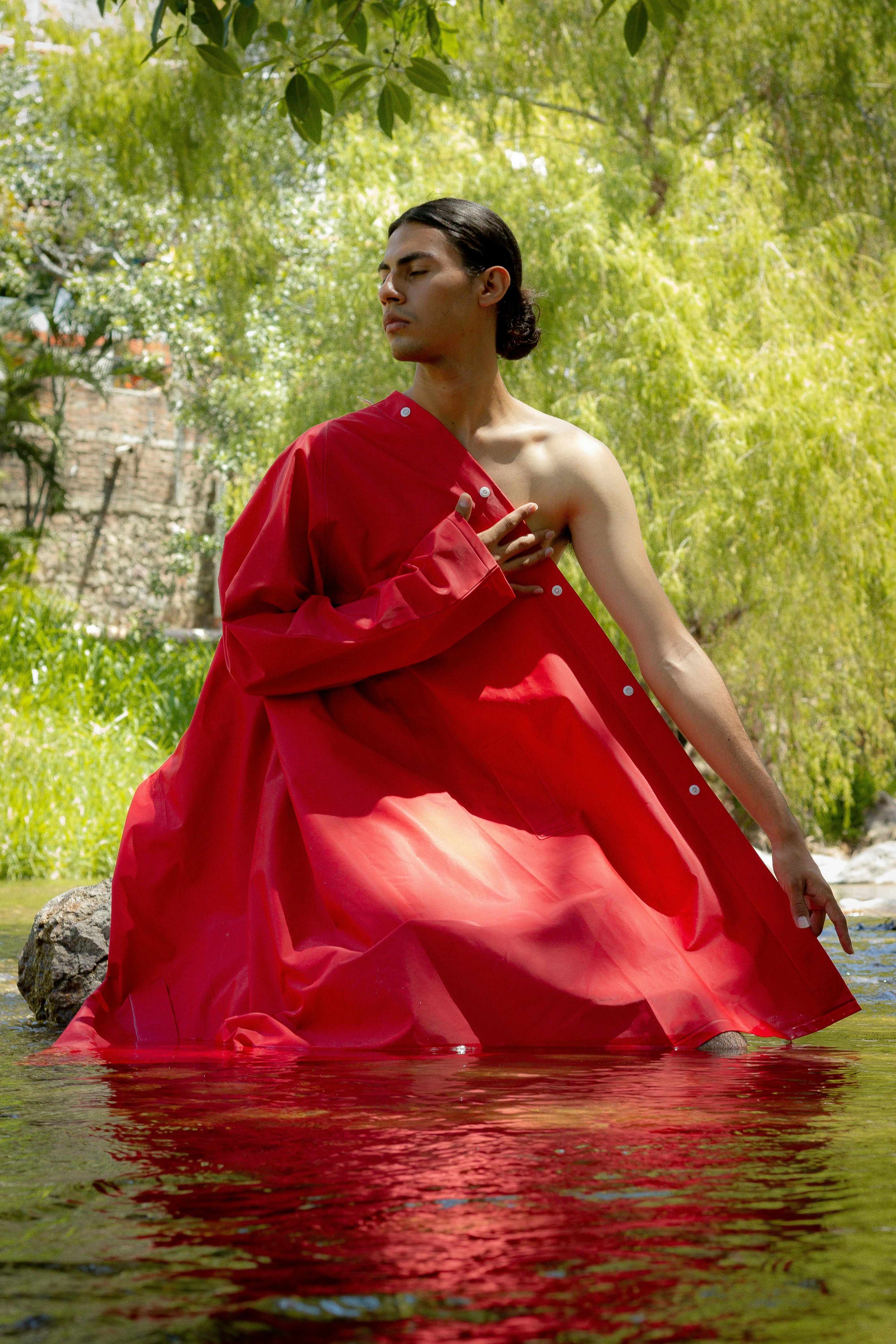 Crimson Drapery in a Riverlight Portrait