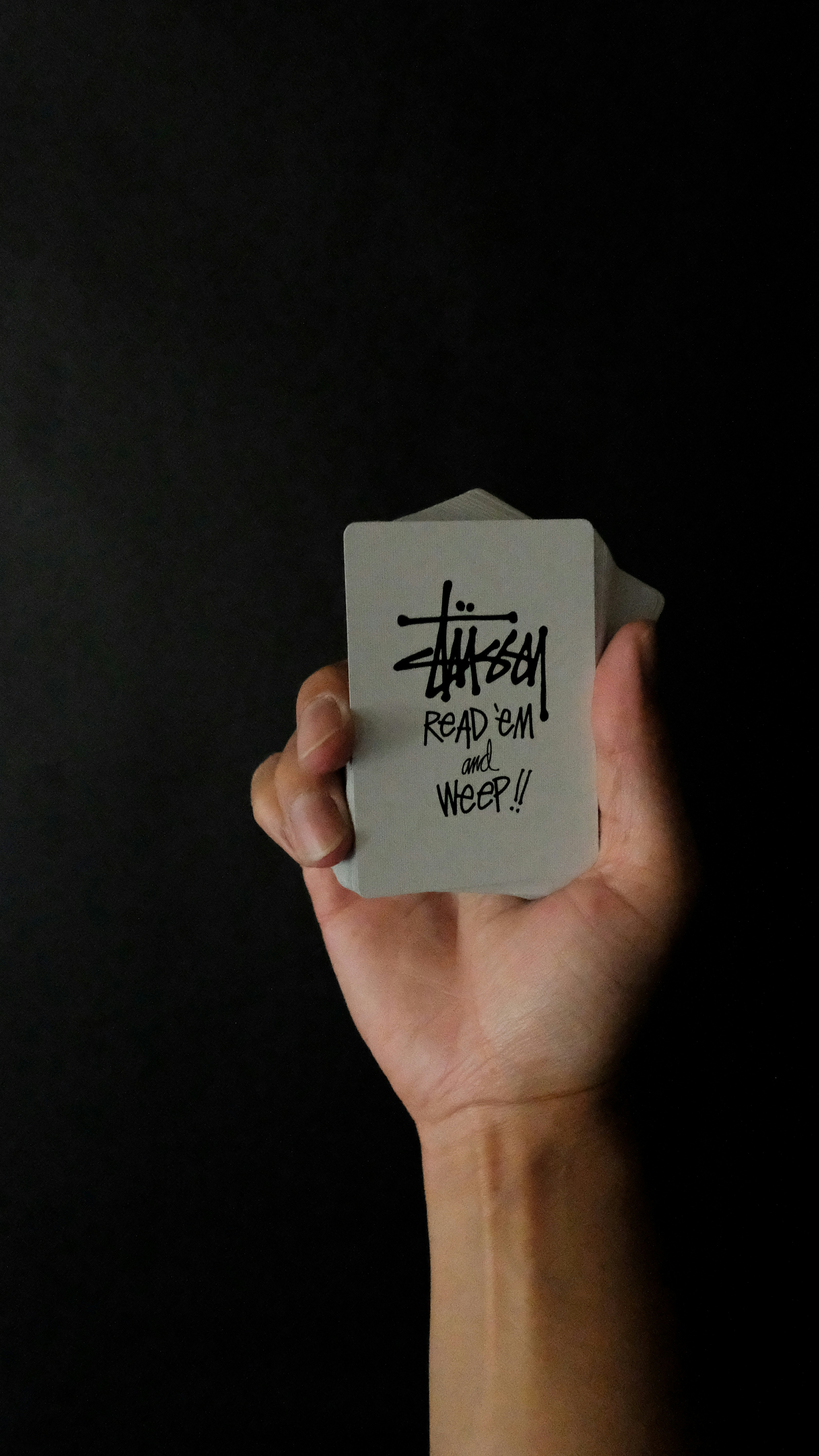 Stussy x Bicycle cards | text