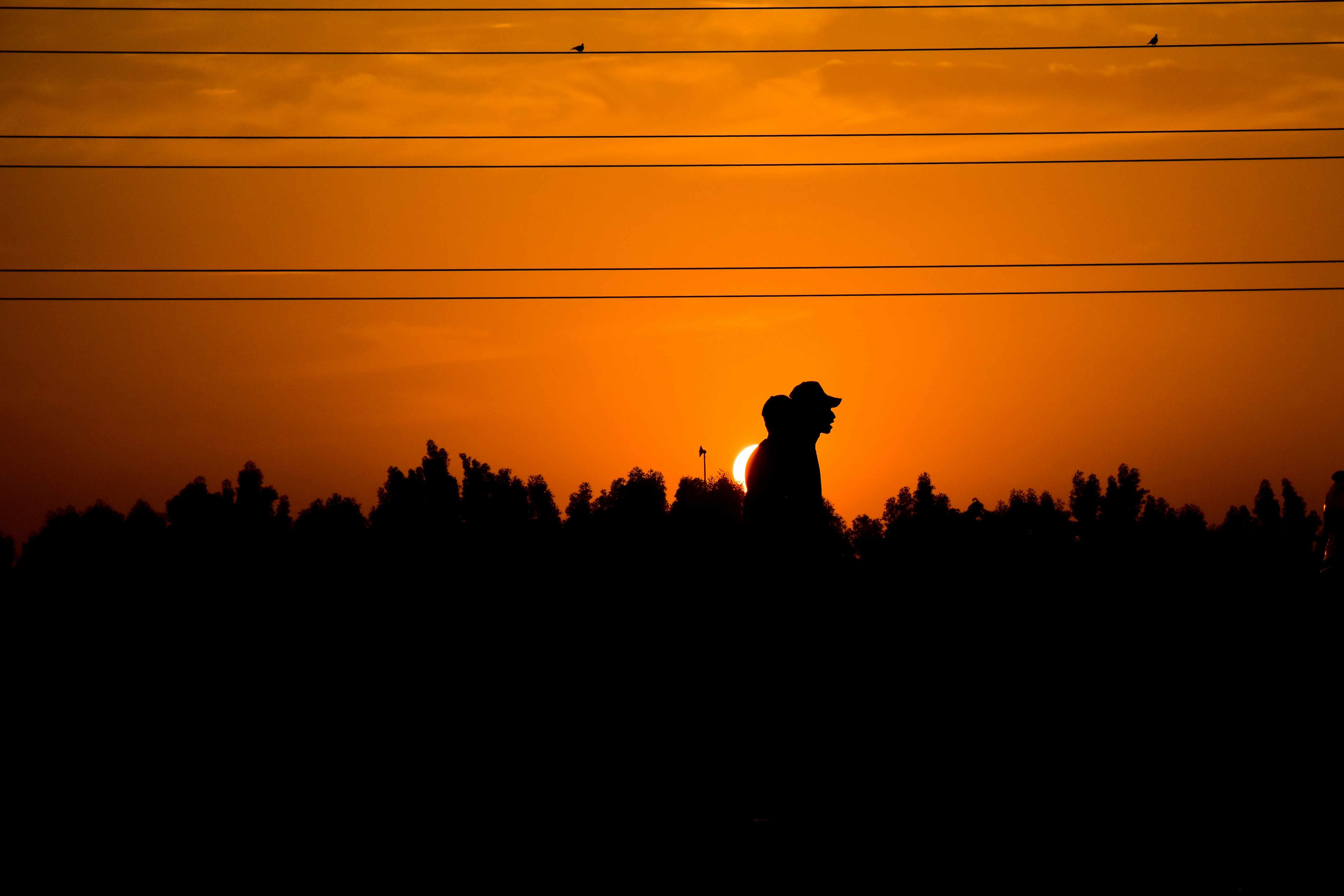 silhouette of man standing on hill during sunset