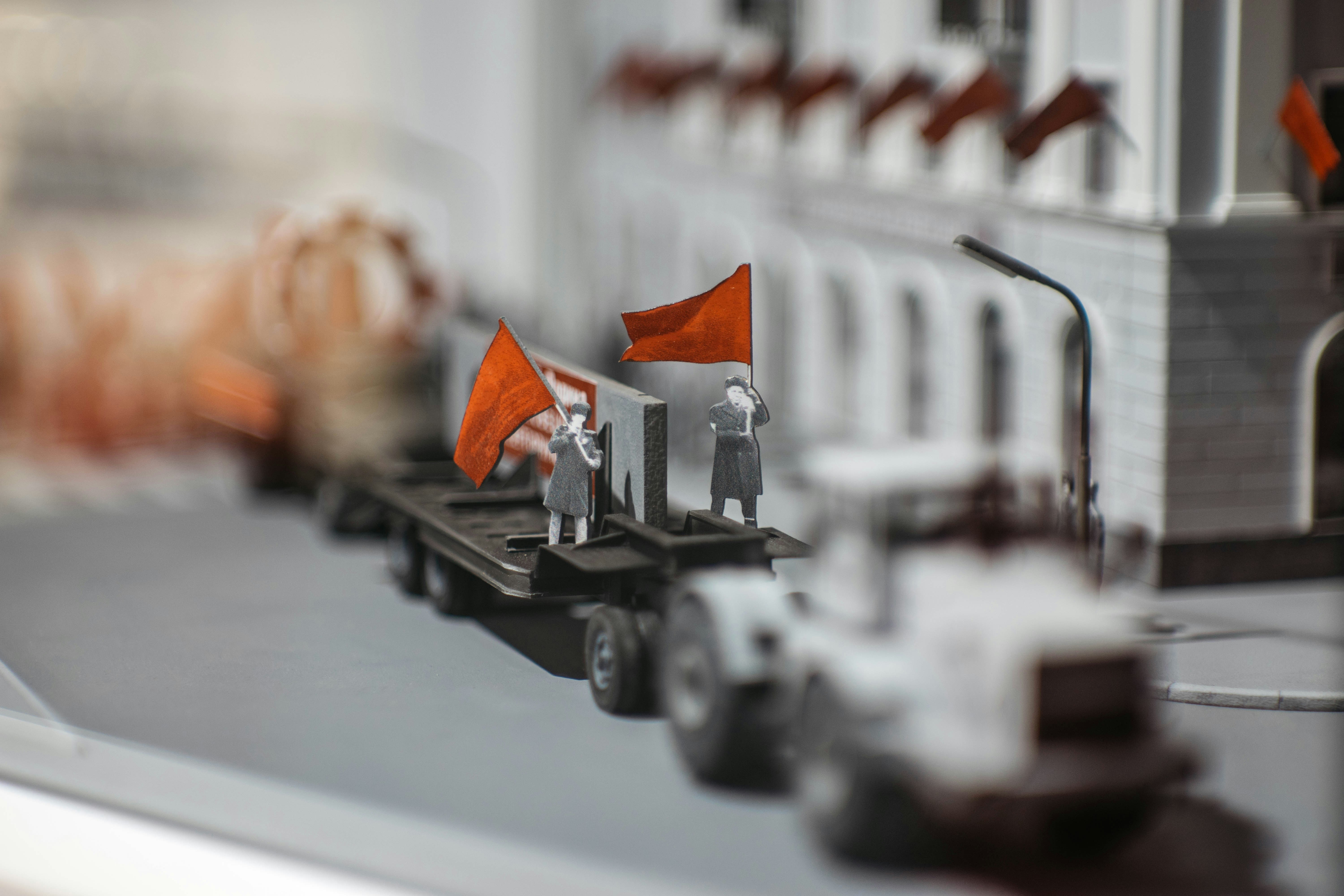 Red Flags on a Windowed Street: A Tiny Transit Diorama